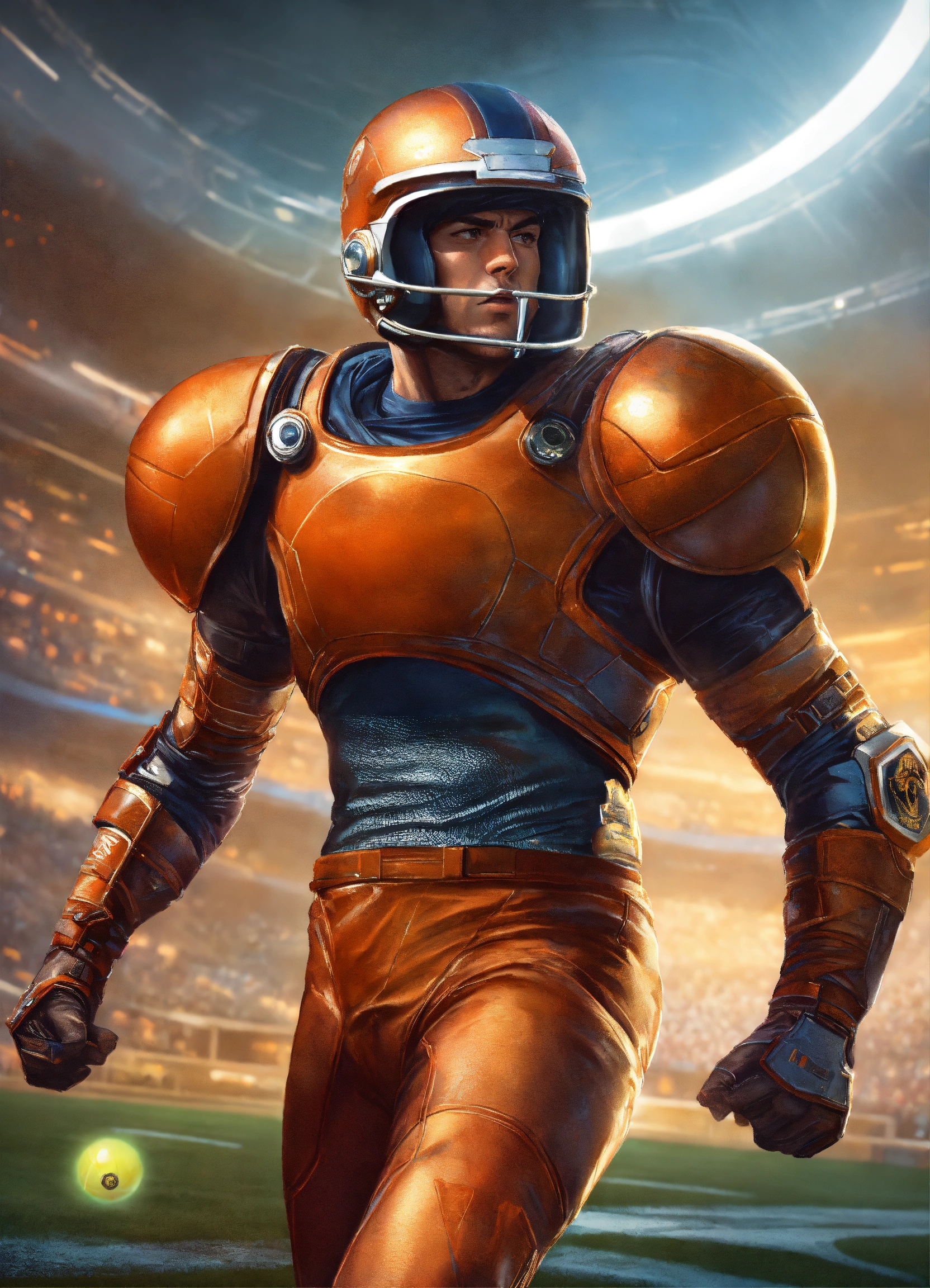 Lexica - Muscular male defiant Speedball scifi Player on the Game field ...