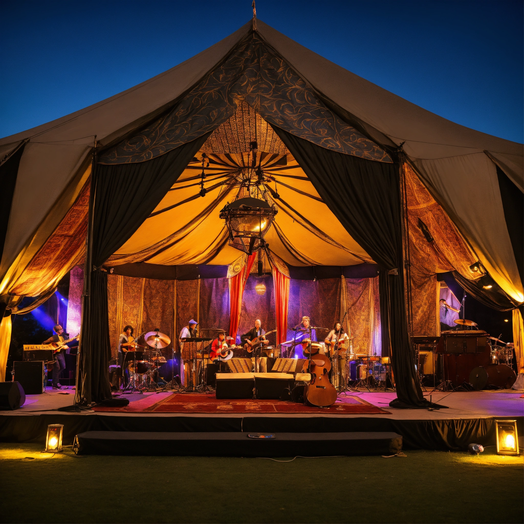 Lexica - Arabian tent themed outdoor concert stage with live music bands