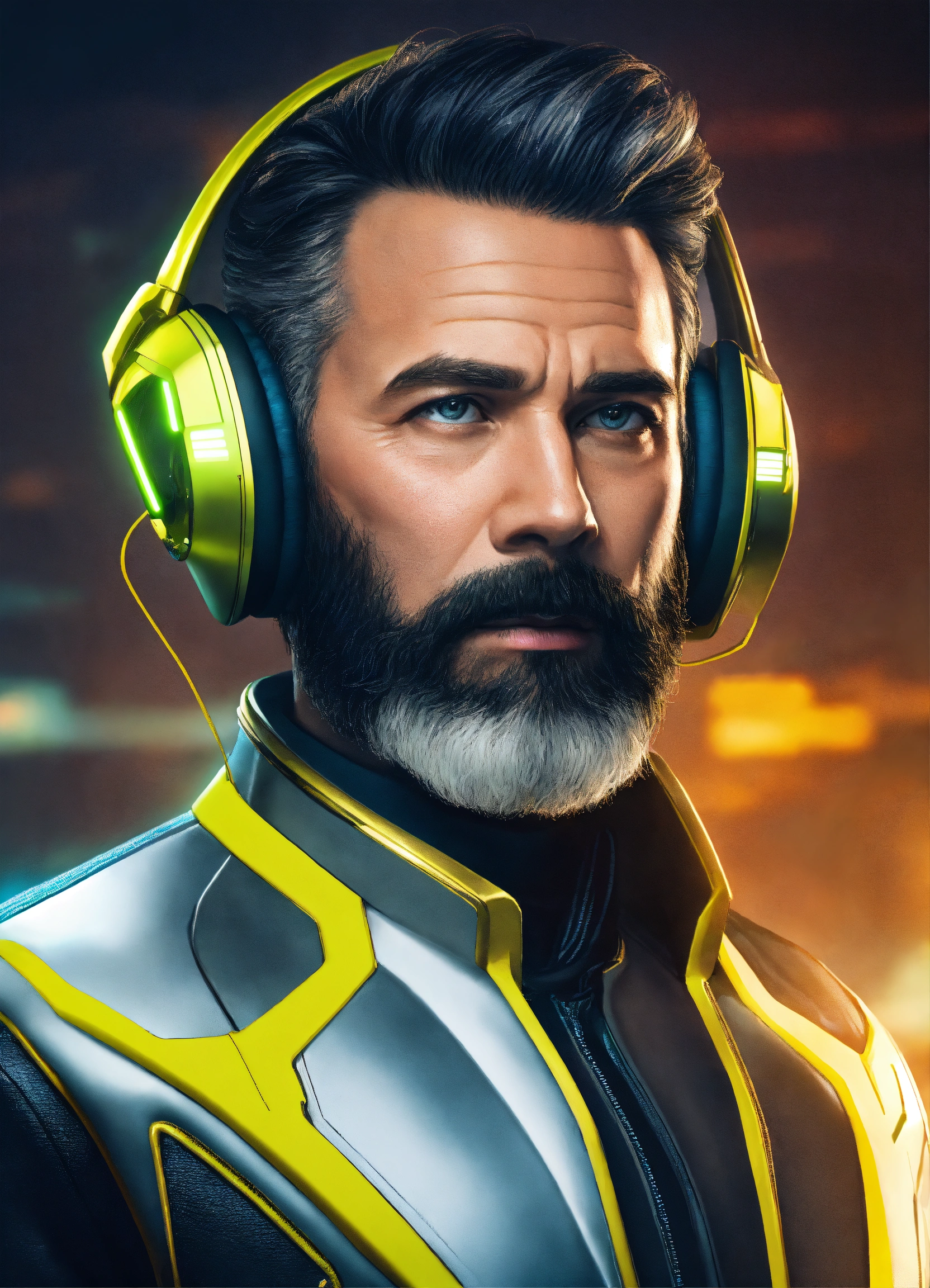 Lexica - 50 year old masculine star commander with trim beard is ...