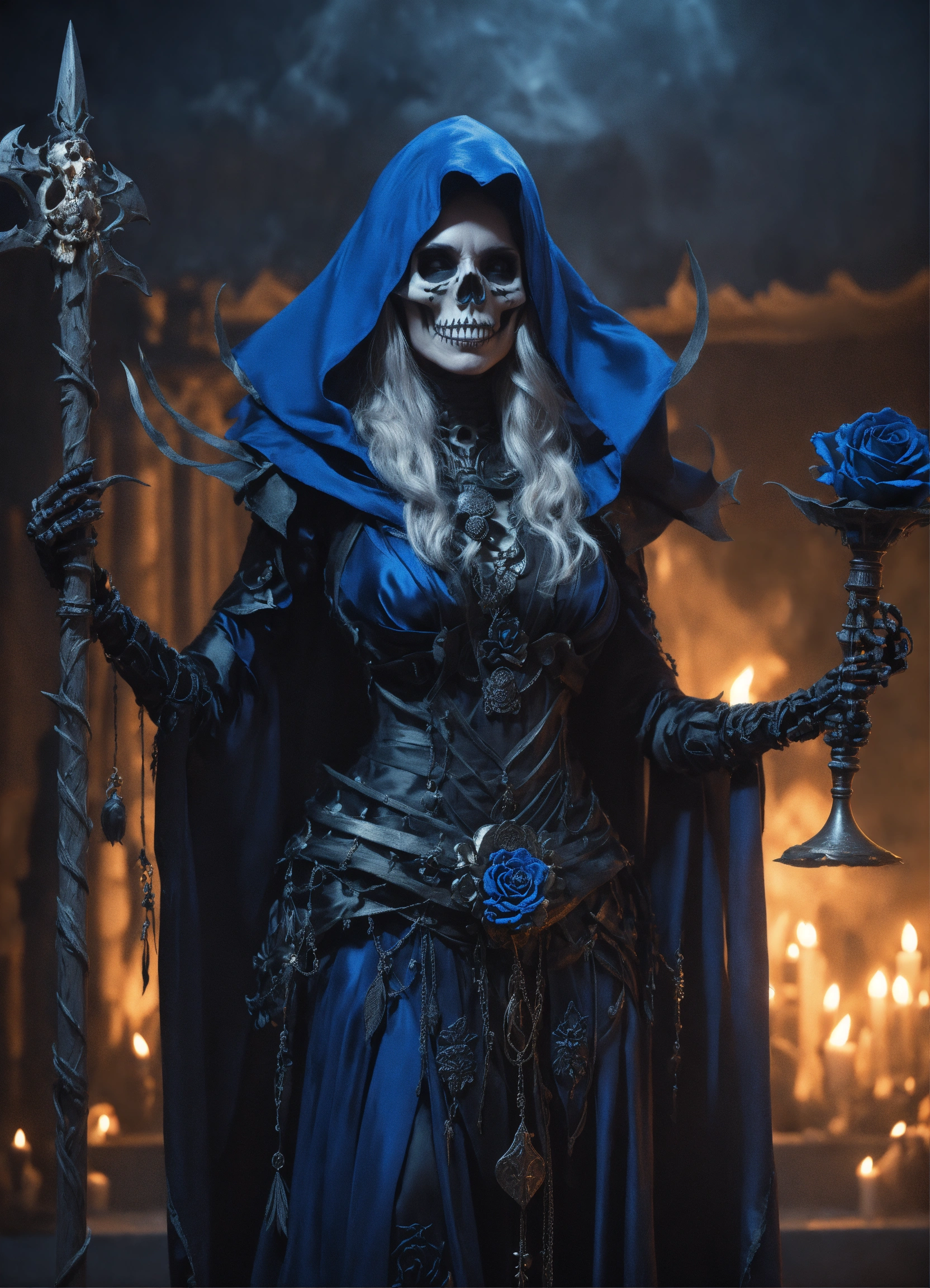 Lexica - Skeletal feminine lich queen with charcoal silk garbs covering ...