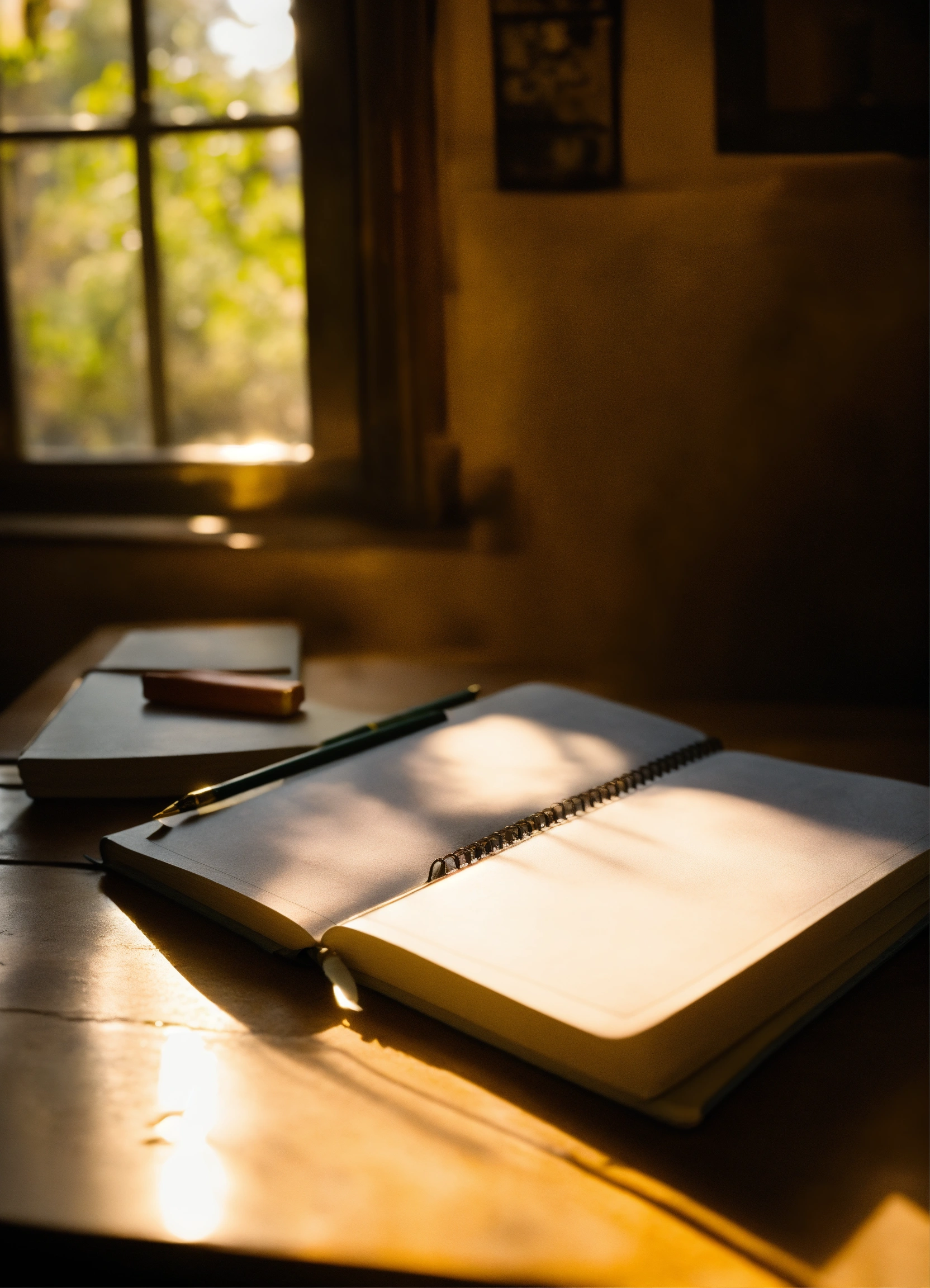 Lexica - A photograph of a sketchbook. Sunlight streams in softly ...