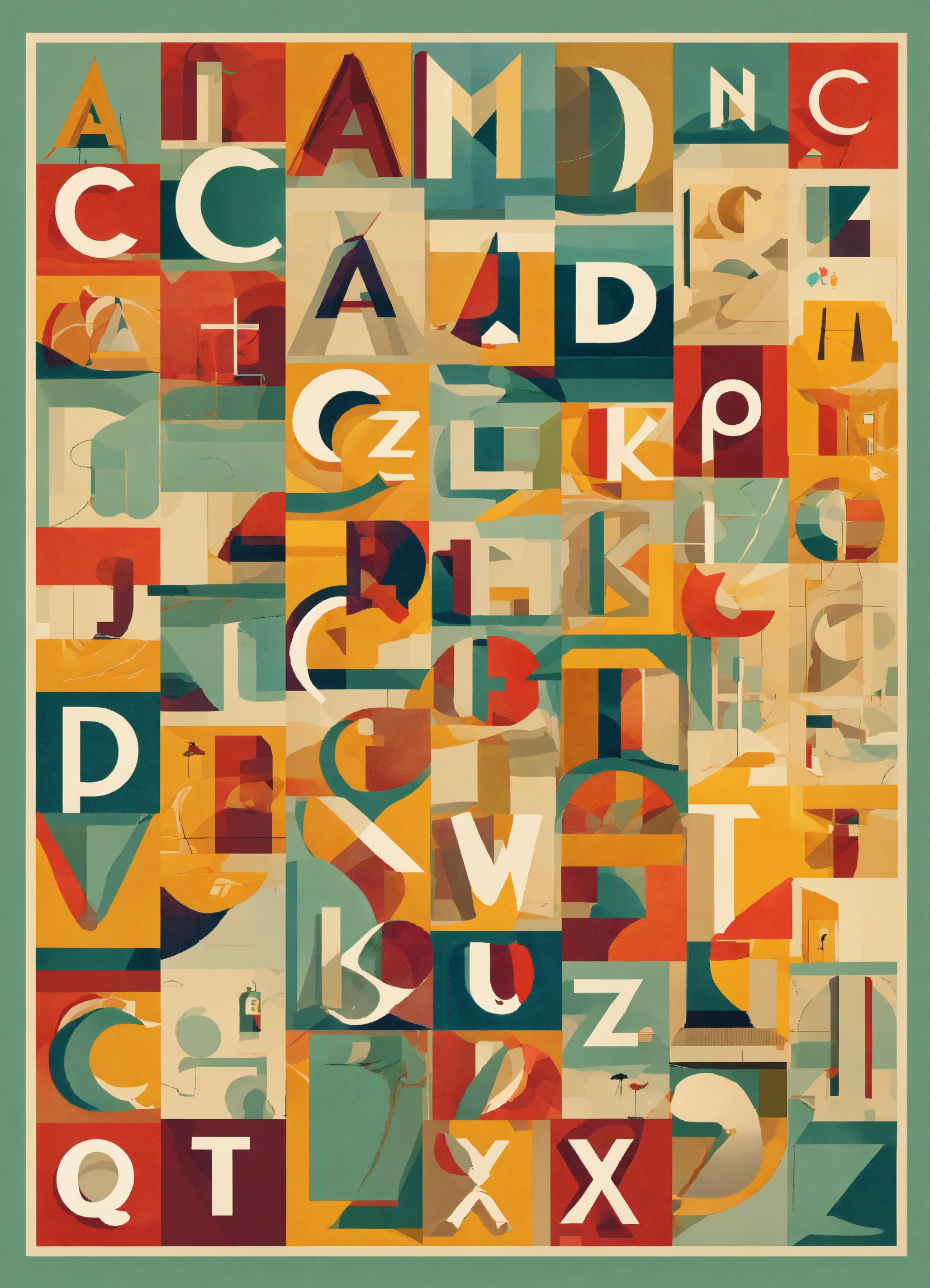 Lexica - Minimalist poster with alphabet letters A-Z. Each letter ...