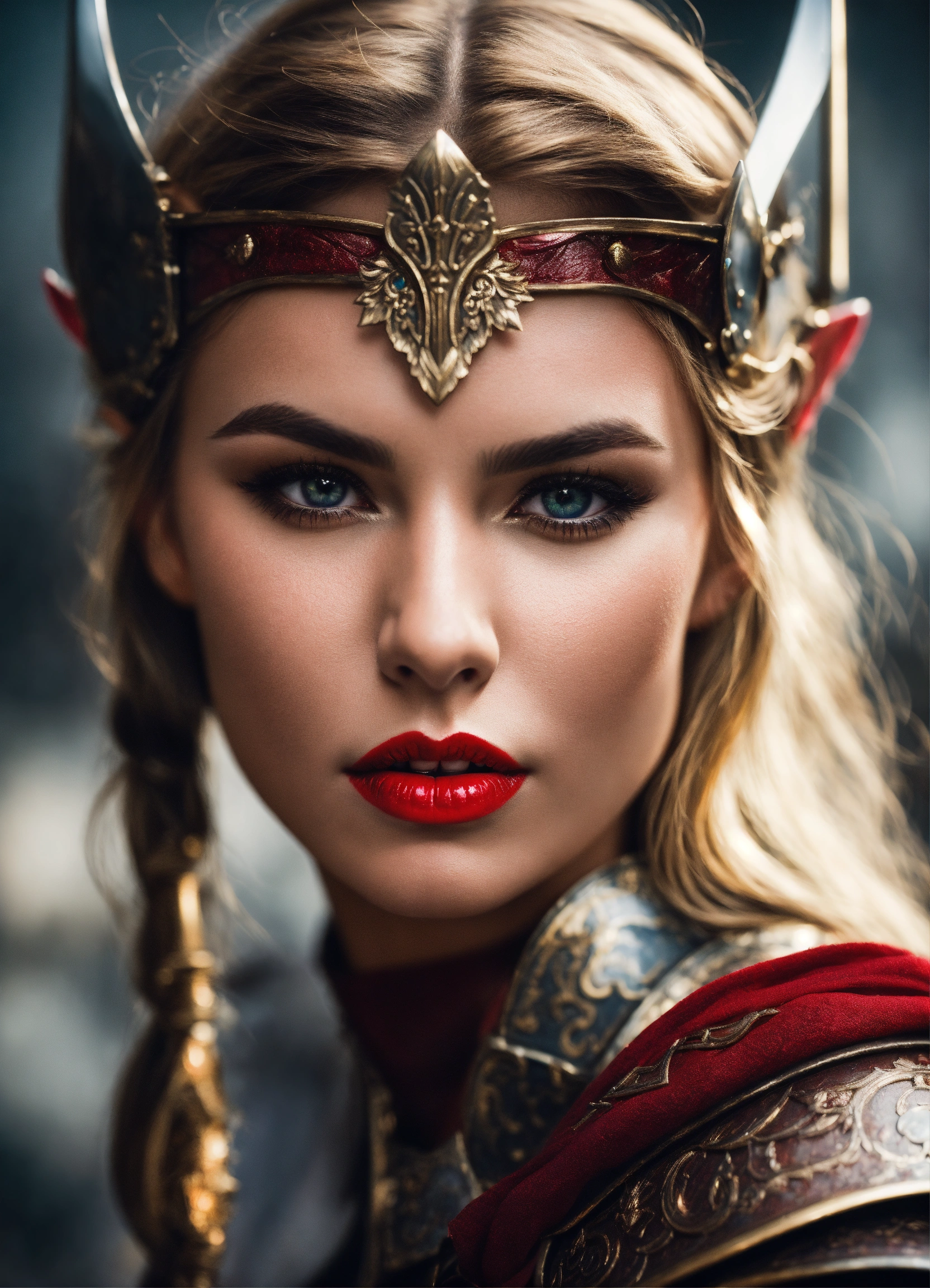 Lexica - Photo quality portrait of beautiful female elf warrior knight ...