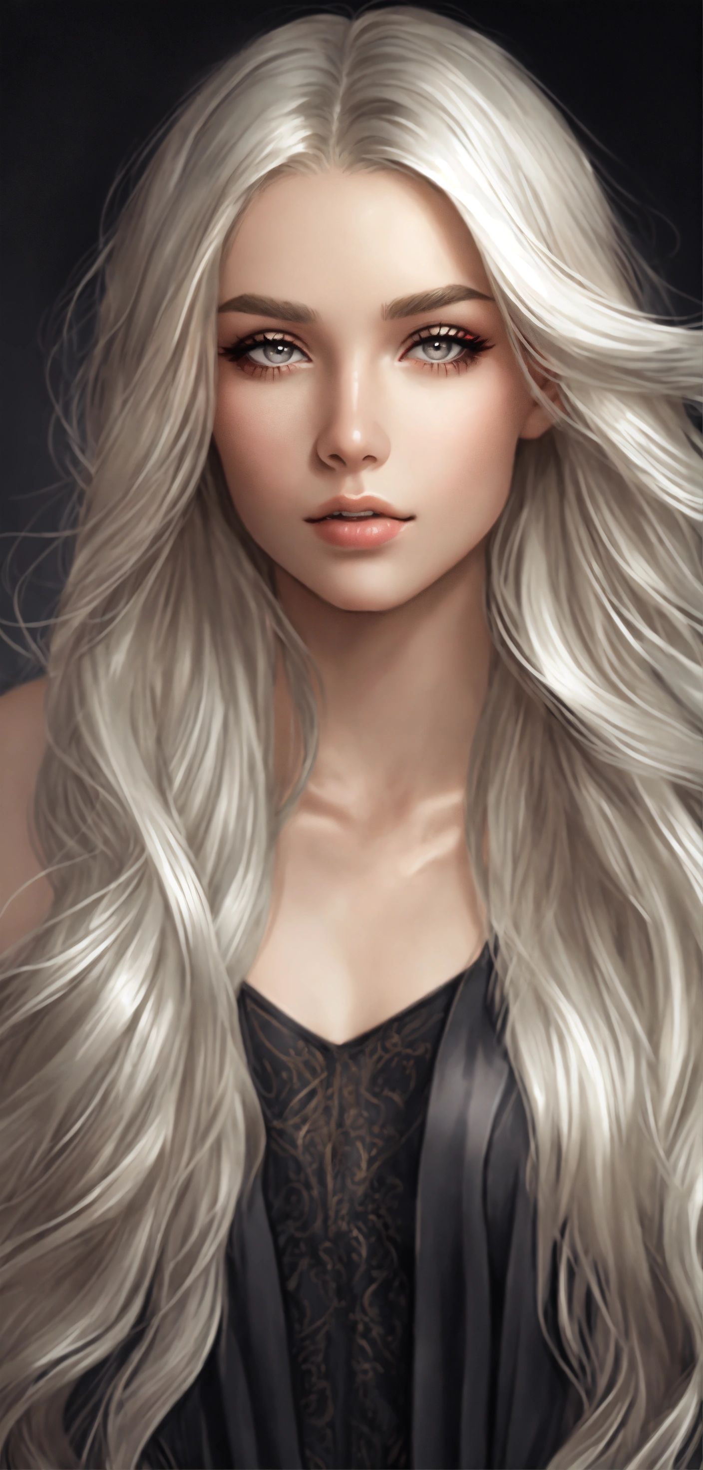 Lexica - Beautiful platinum grey blond young tween 2d drawing ...