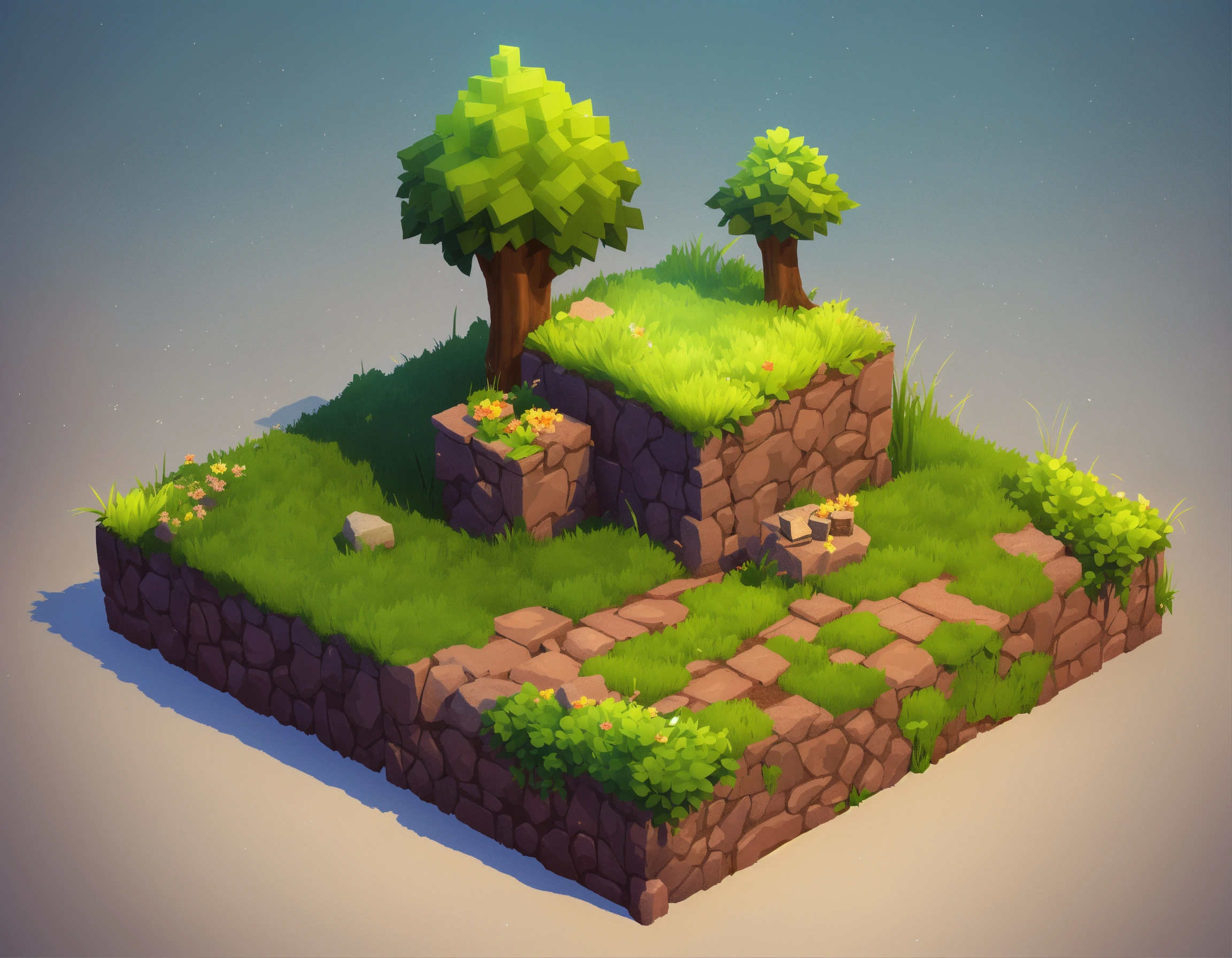 Lexica - Pack of cubic terrain pieces for a game environment. Cartoon ...