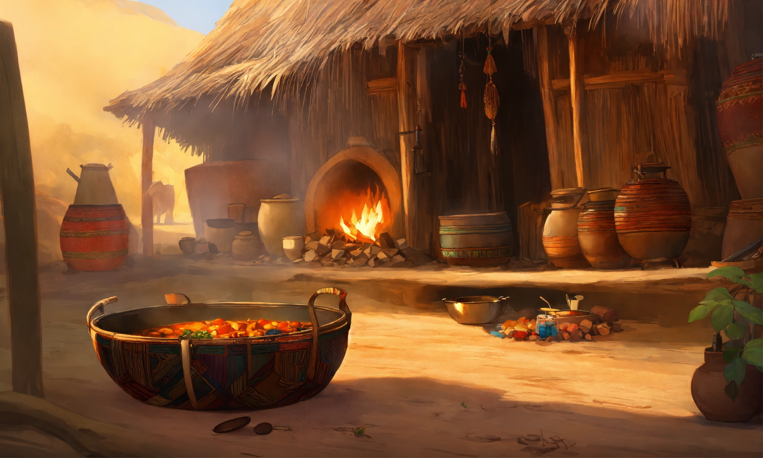 Lexica - Inside african tribal hut, basic utensils and cooking ...
