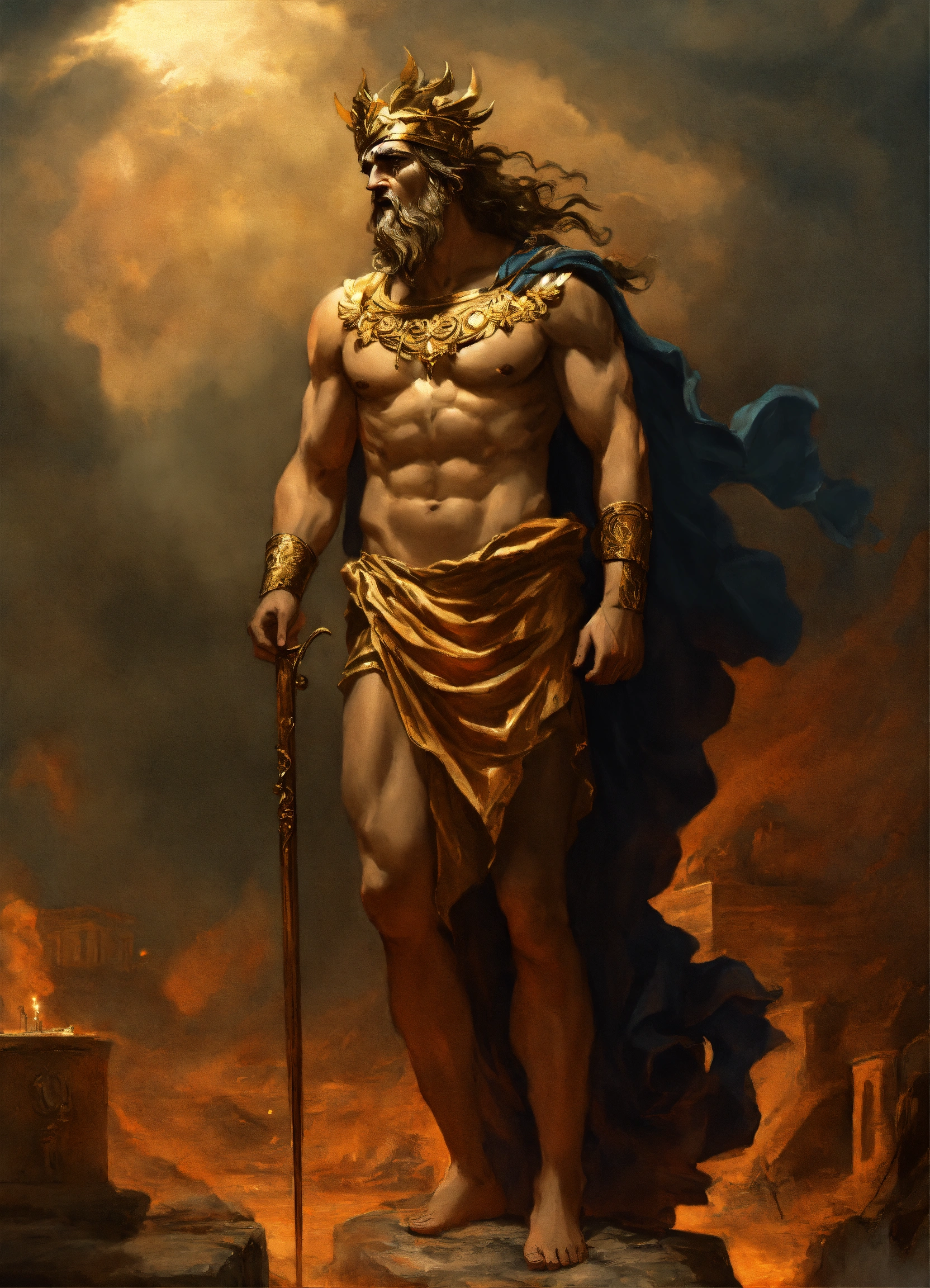 Lexica - Greek god of fear, terror, scary, weeping in fear, full scene