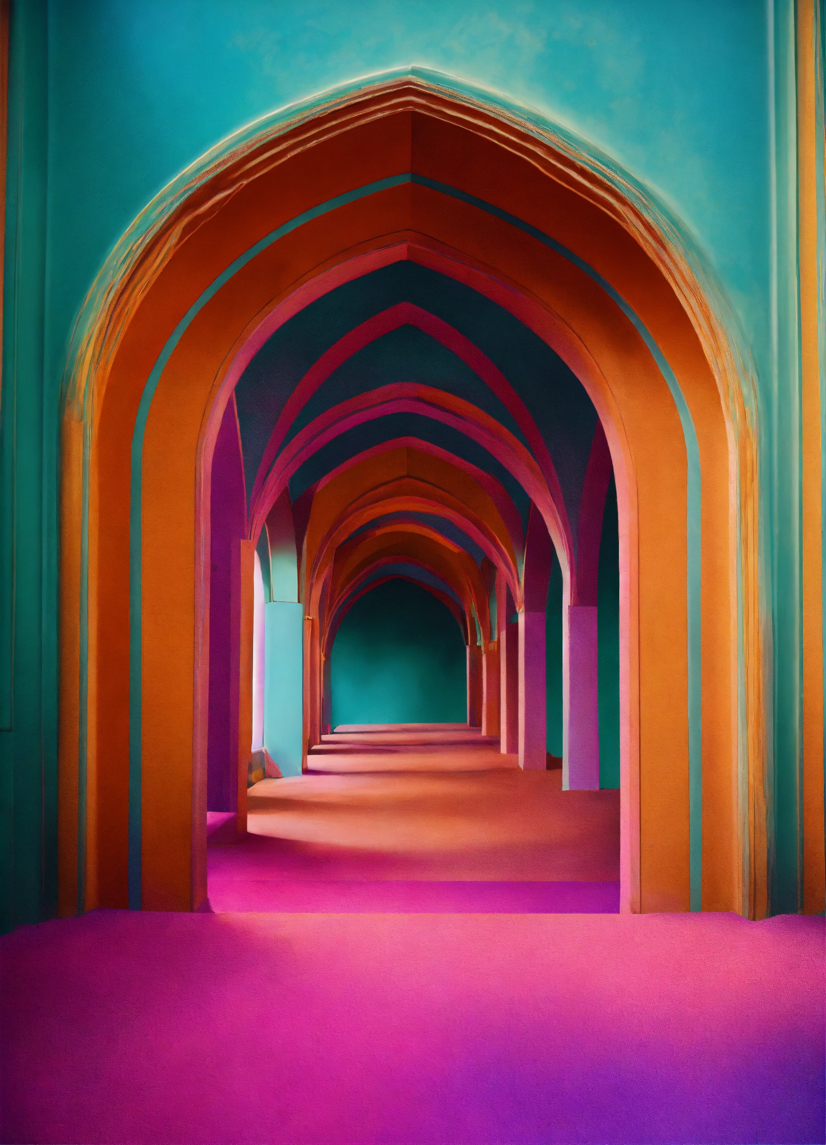 Lexica - Arch that blended into psychedelic color background, muted ...