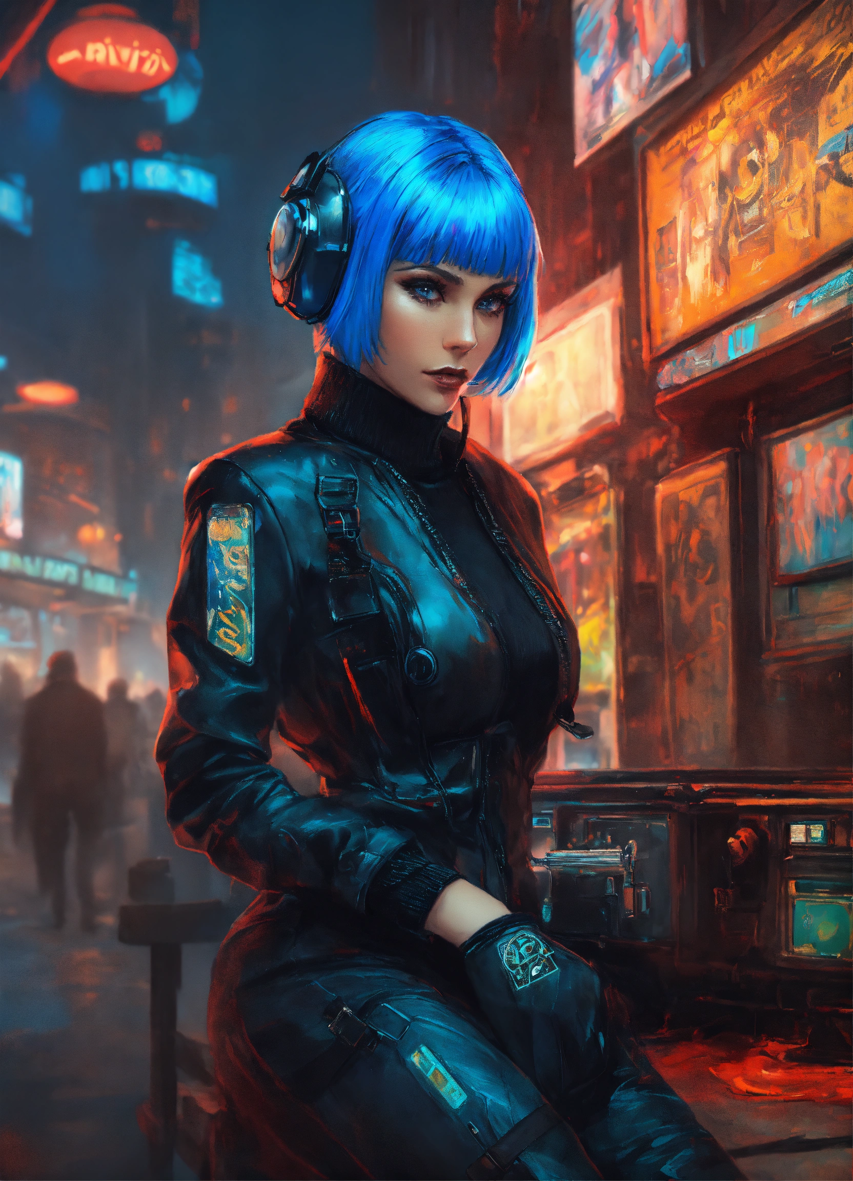 Lexica - Cyberpunk Russian named Katya cyberpunk with steel blue hair ...
