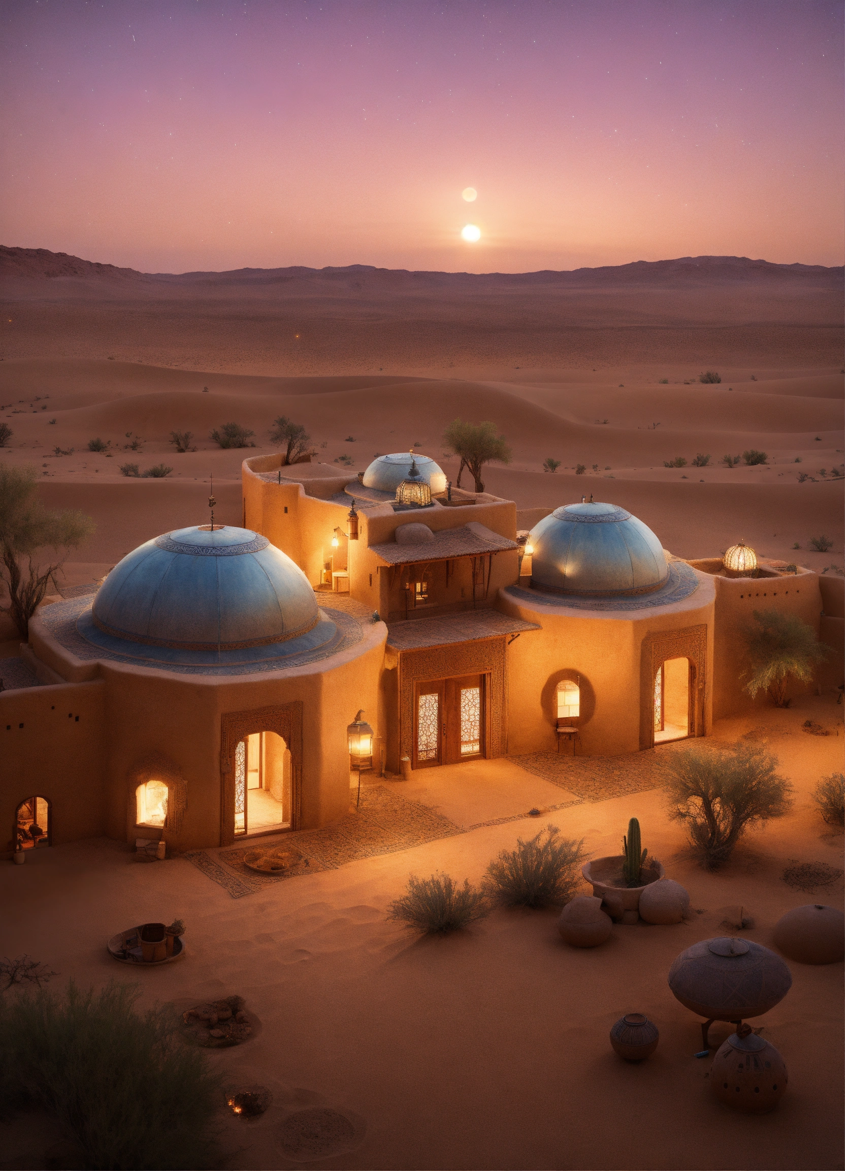 Lexica - Concept art of a large desert home, jakku, desert, flat roof ...