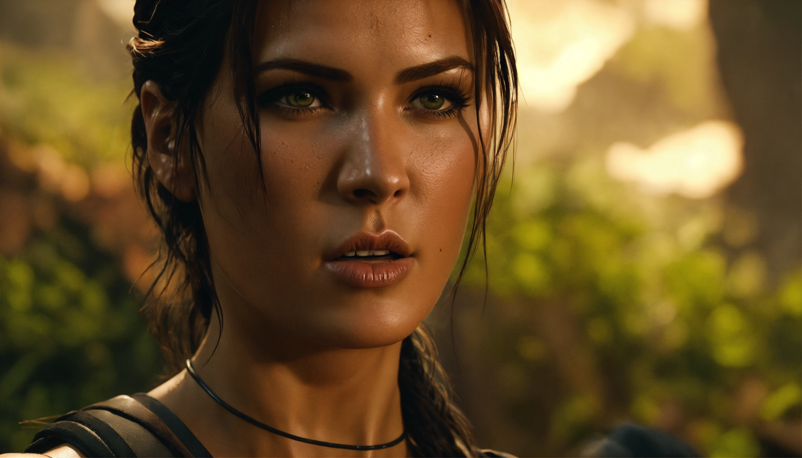 Lexica - Produce me an image of Lara Croft in fighting action, movie ...