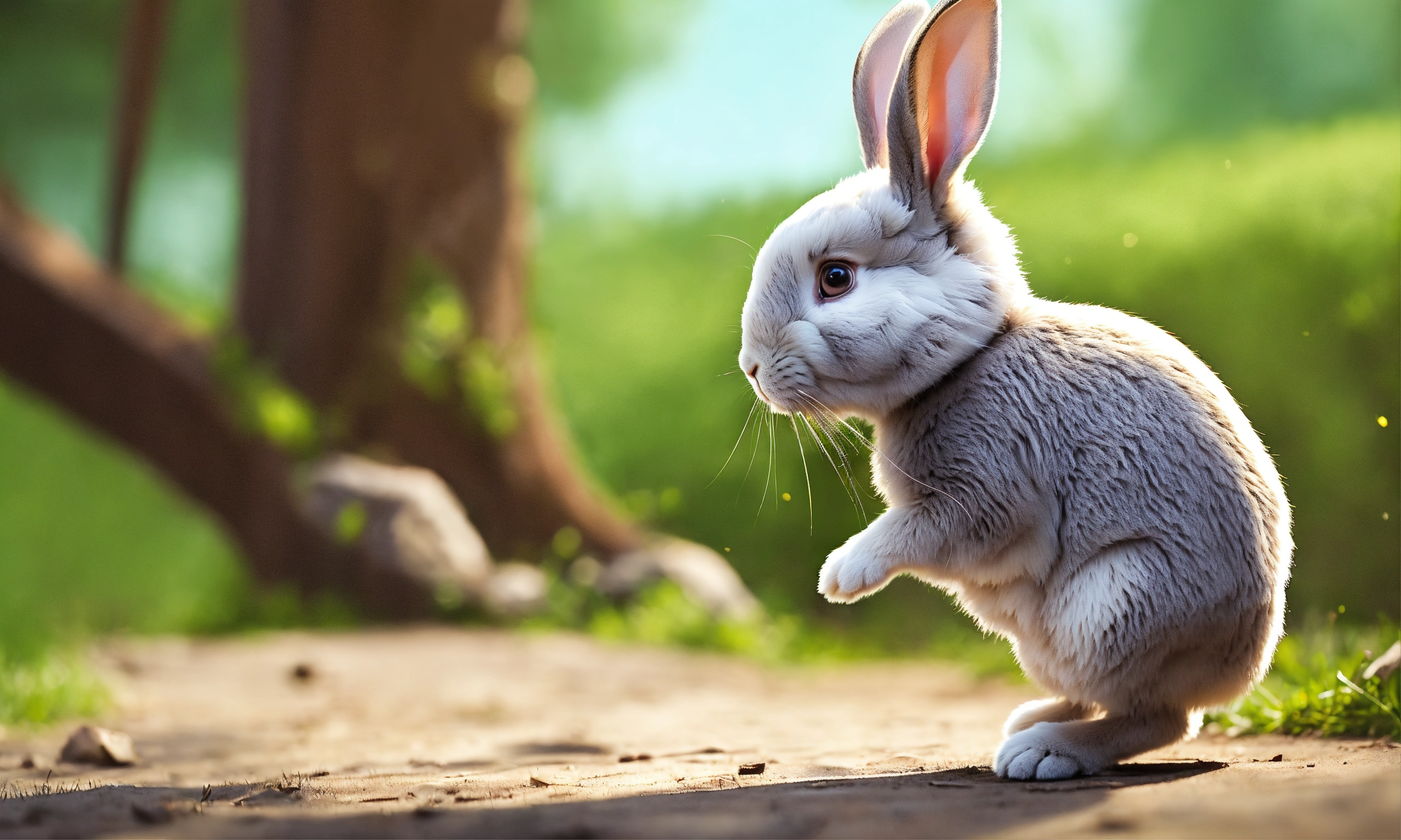 Lexica - Cartoon cute rabbit walking on 2 legs