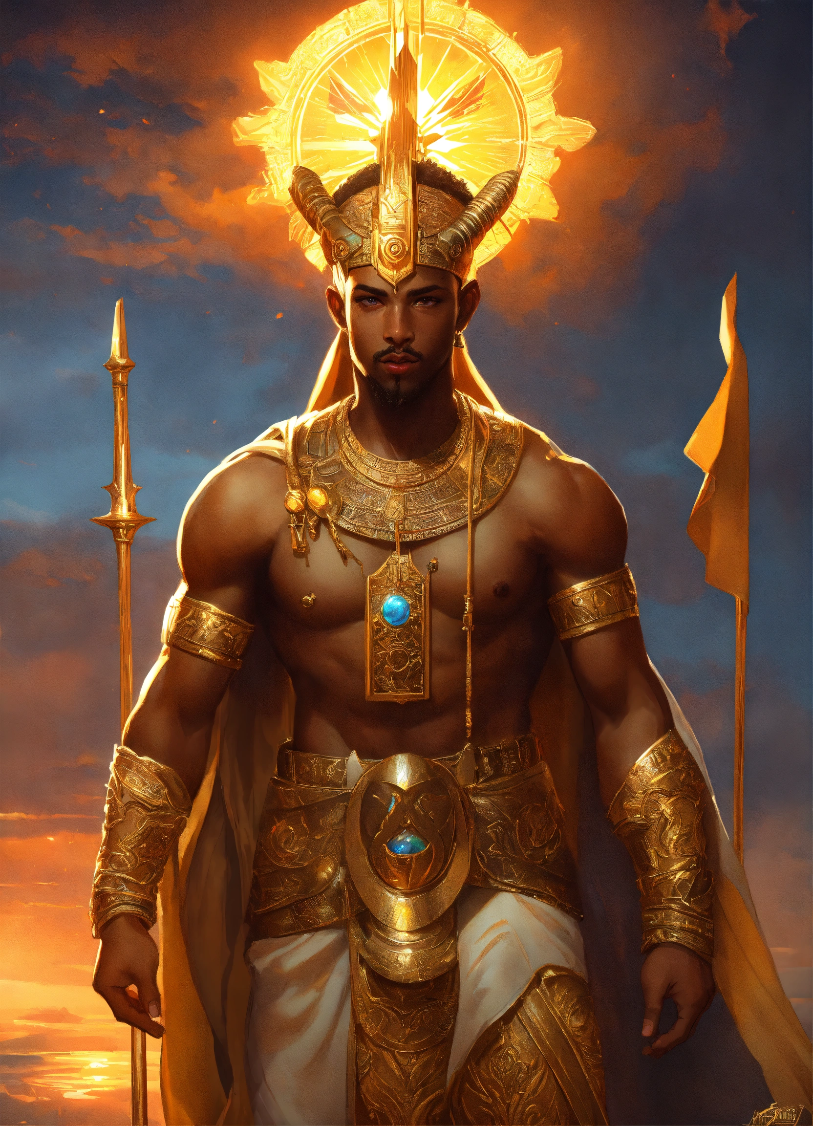 Lexica - Ethiopian Humanoid god of the sun, highly detailed, d & d ...