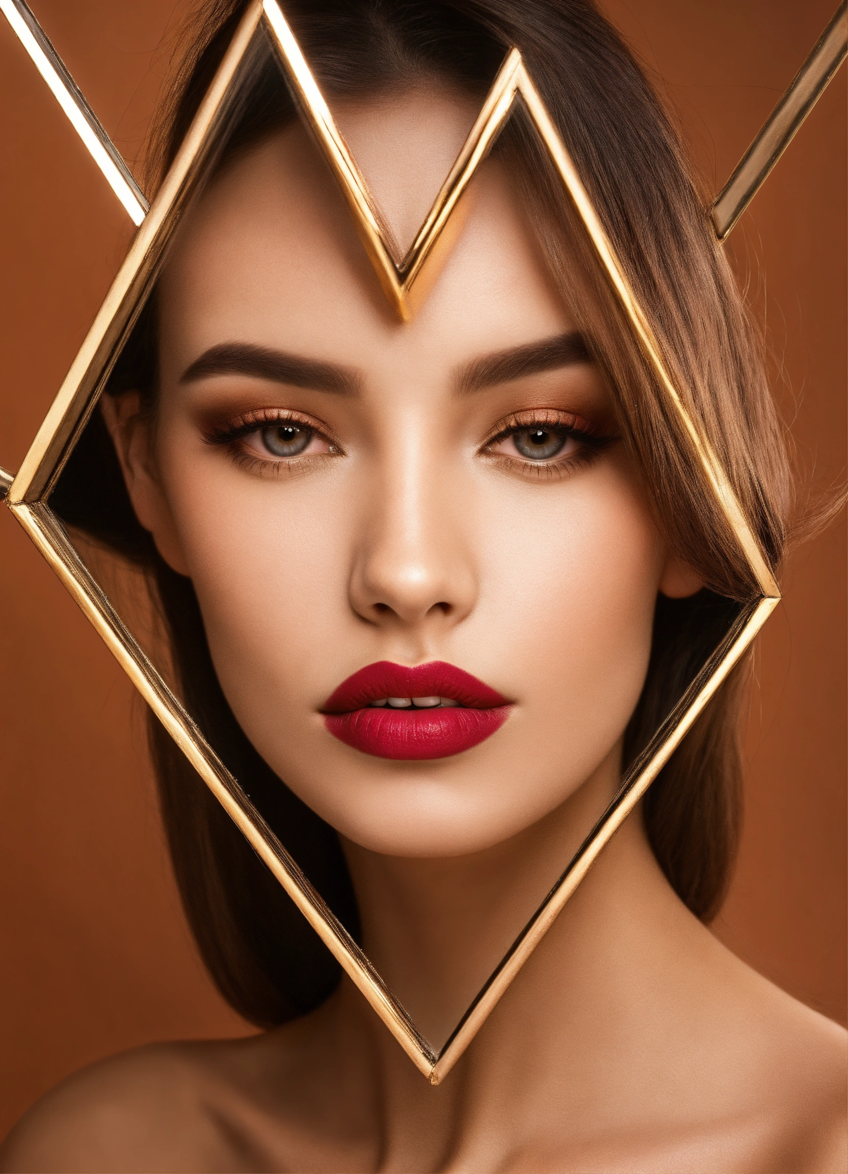 Lexica - Lips makeup in triangle upside down shaped mirror, beautiful ...