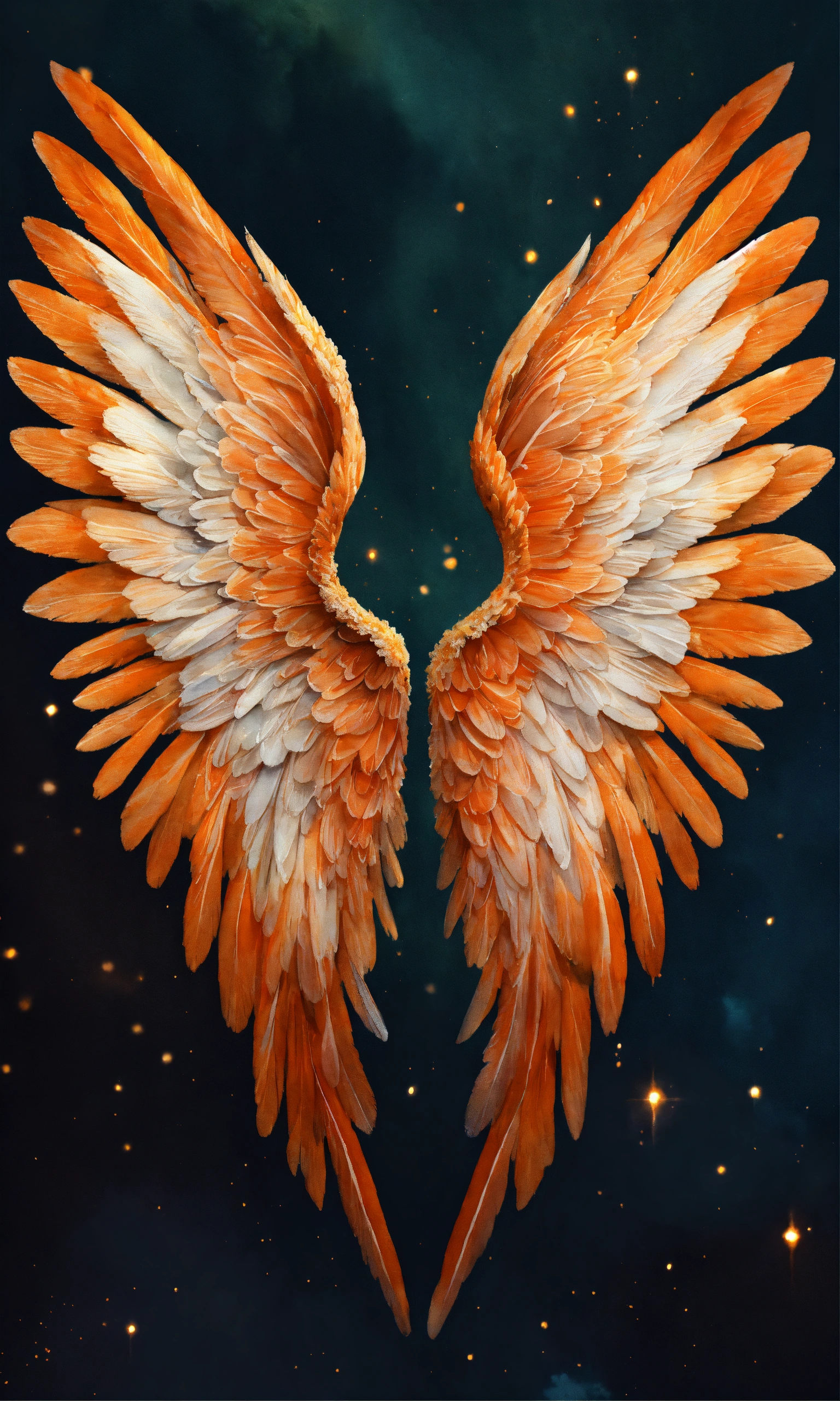 Lexica - Beautiful and perfect small angel wings in orange with white ...
