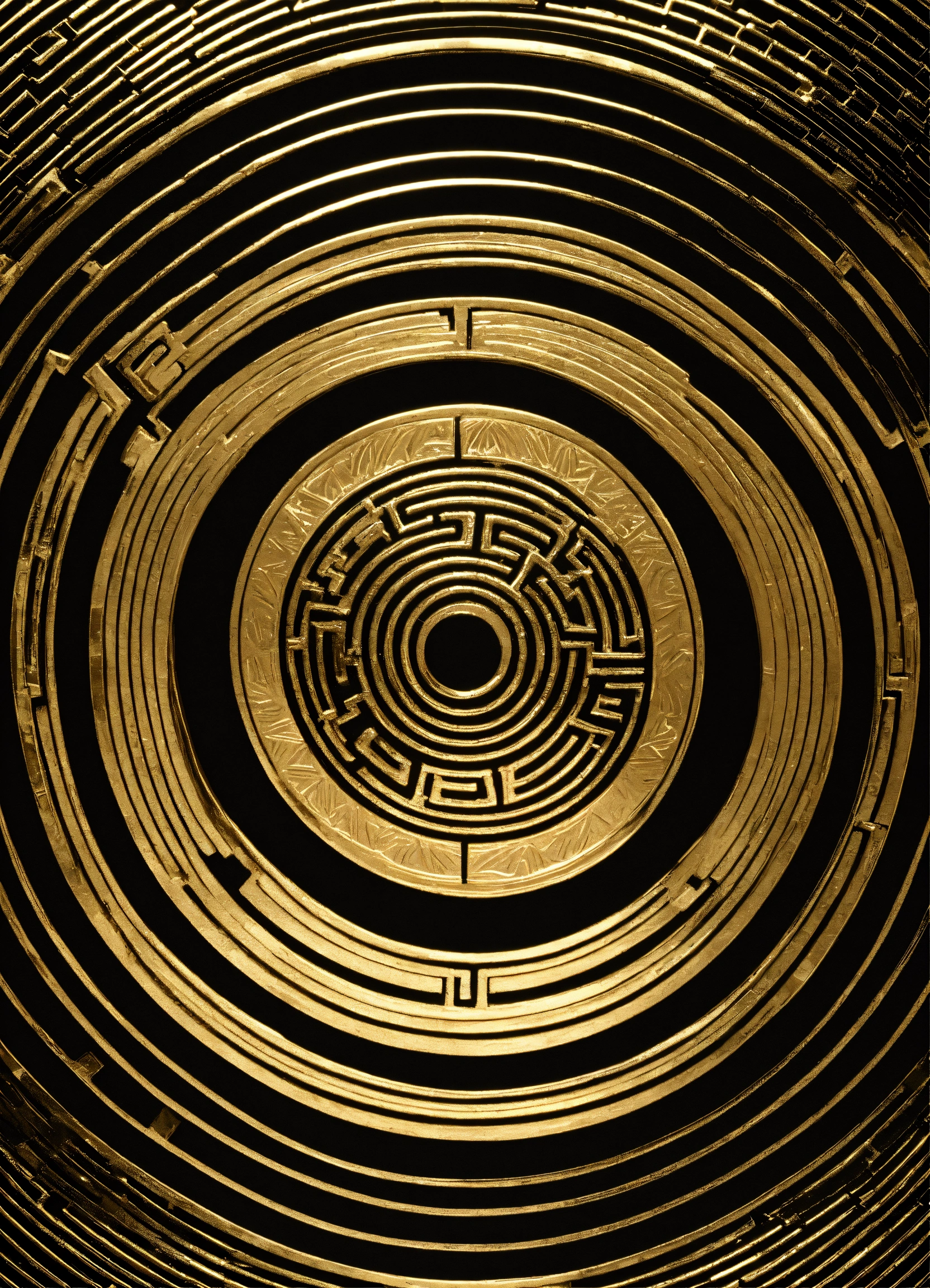 Lexica - A golden metal circle with a greek meander pattern, blank ...