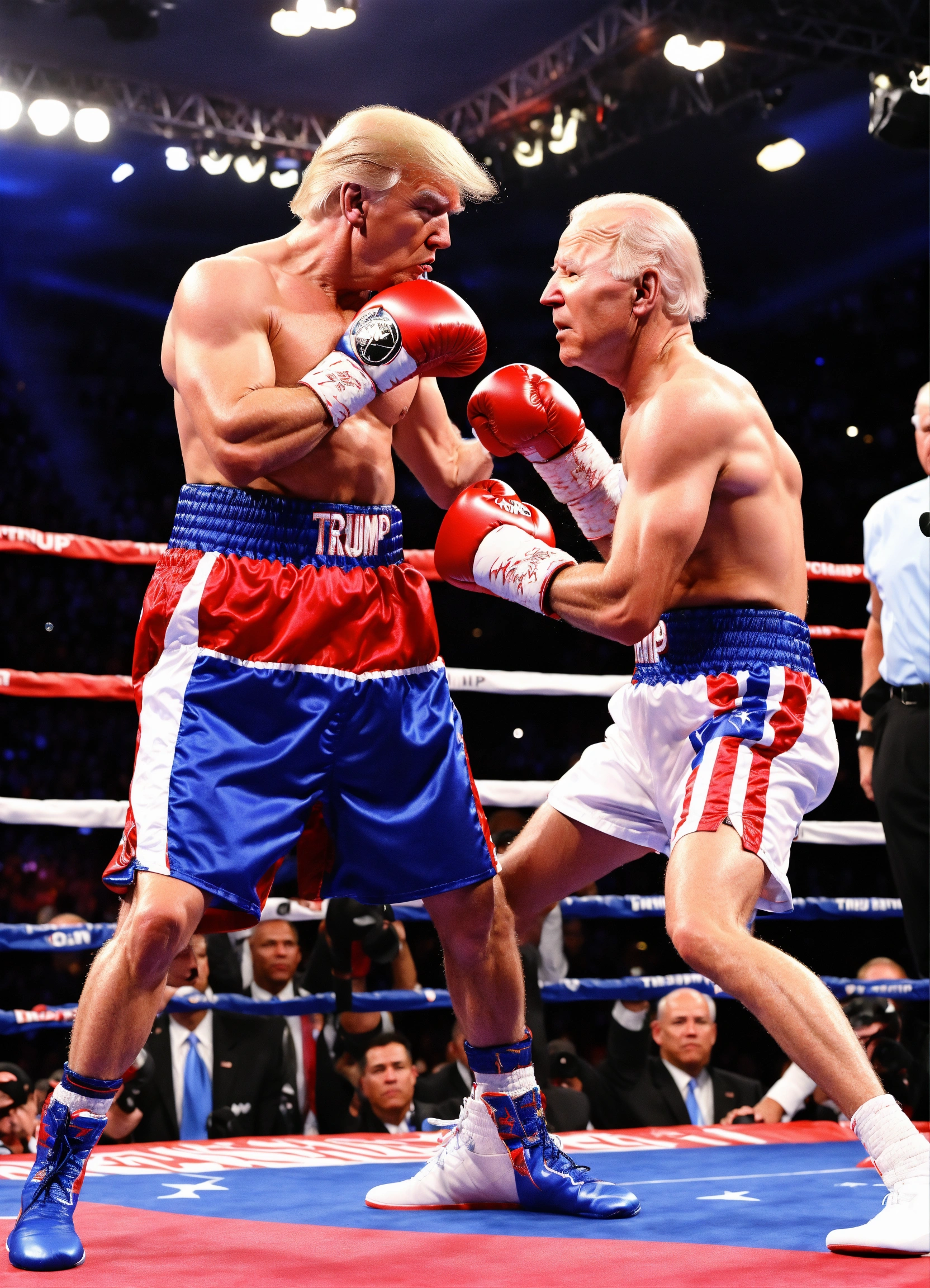 Lexica - Donald trump boxing, left boxing hook on joe biden