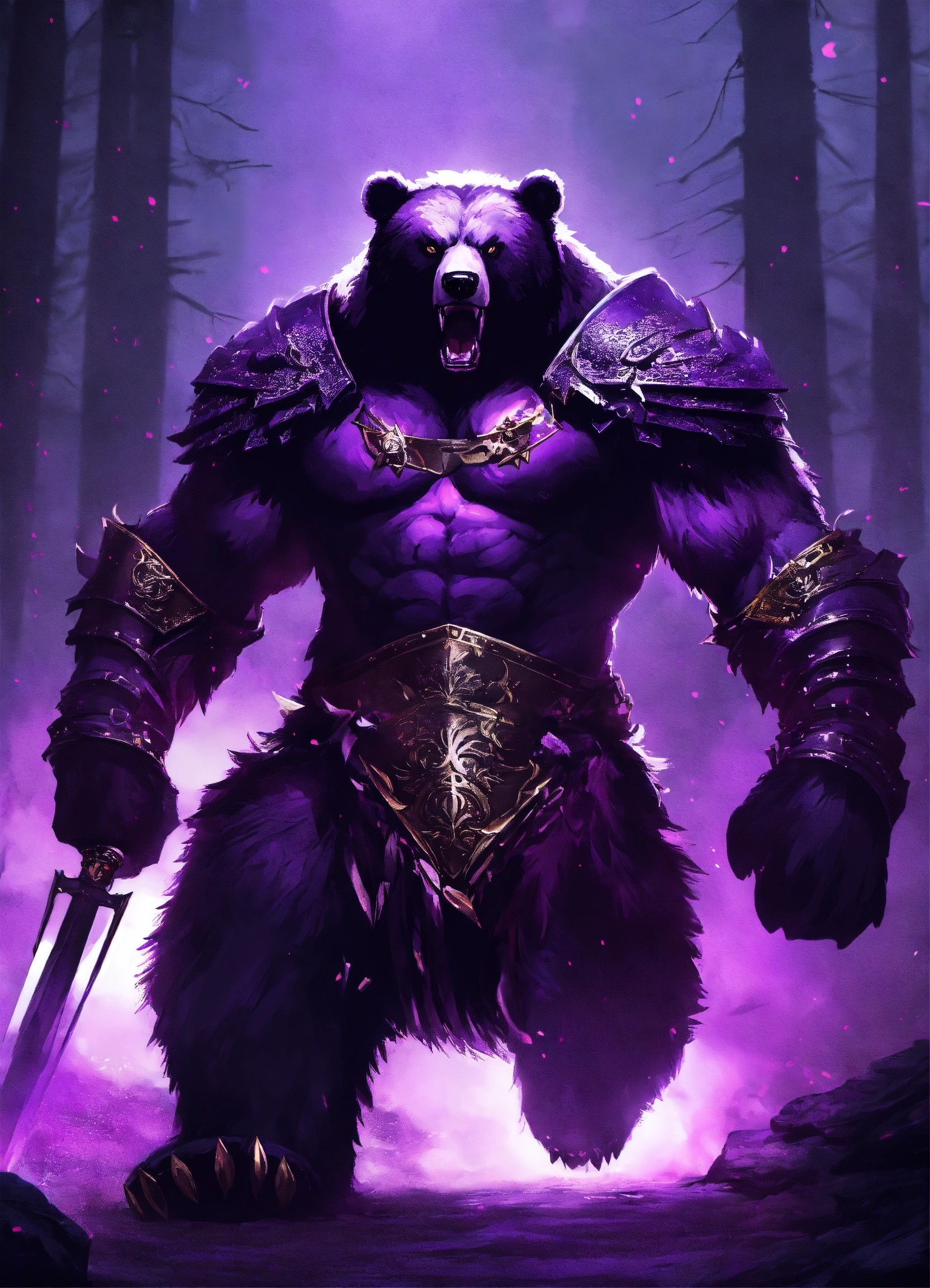 Lexica - Angry, savage, madness, rage bear, ancient, digital art, black ...