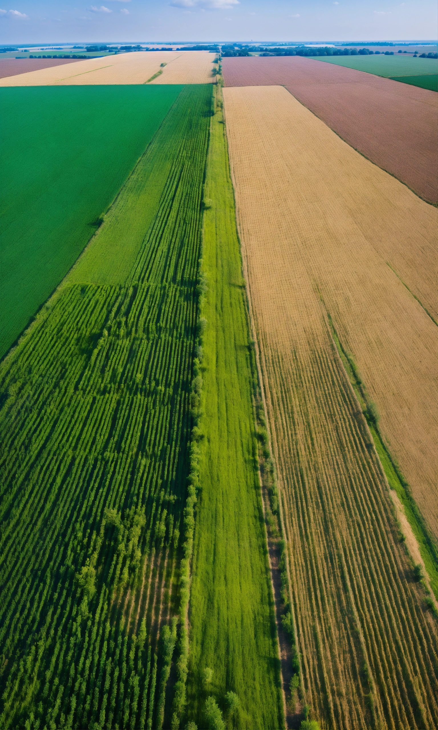 Lexica - View on a many fields of wheat and maize from a helicopter