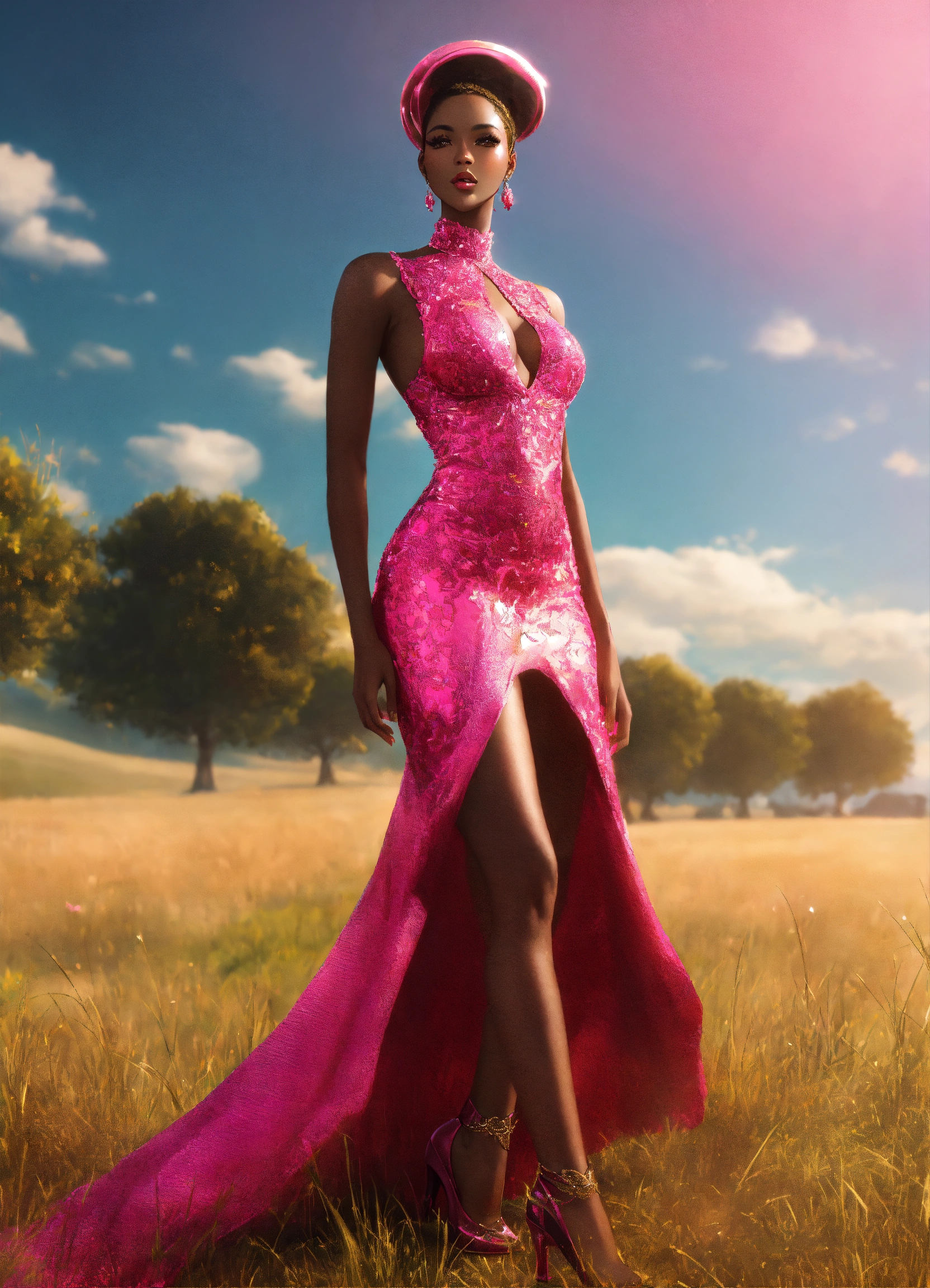 Lexica - Pretty human looking alien, golden dark skin, african features ...