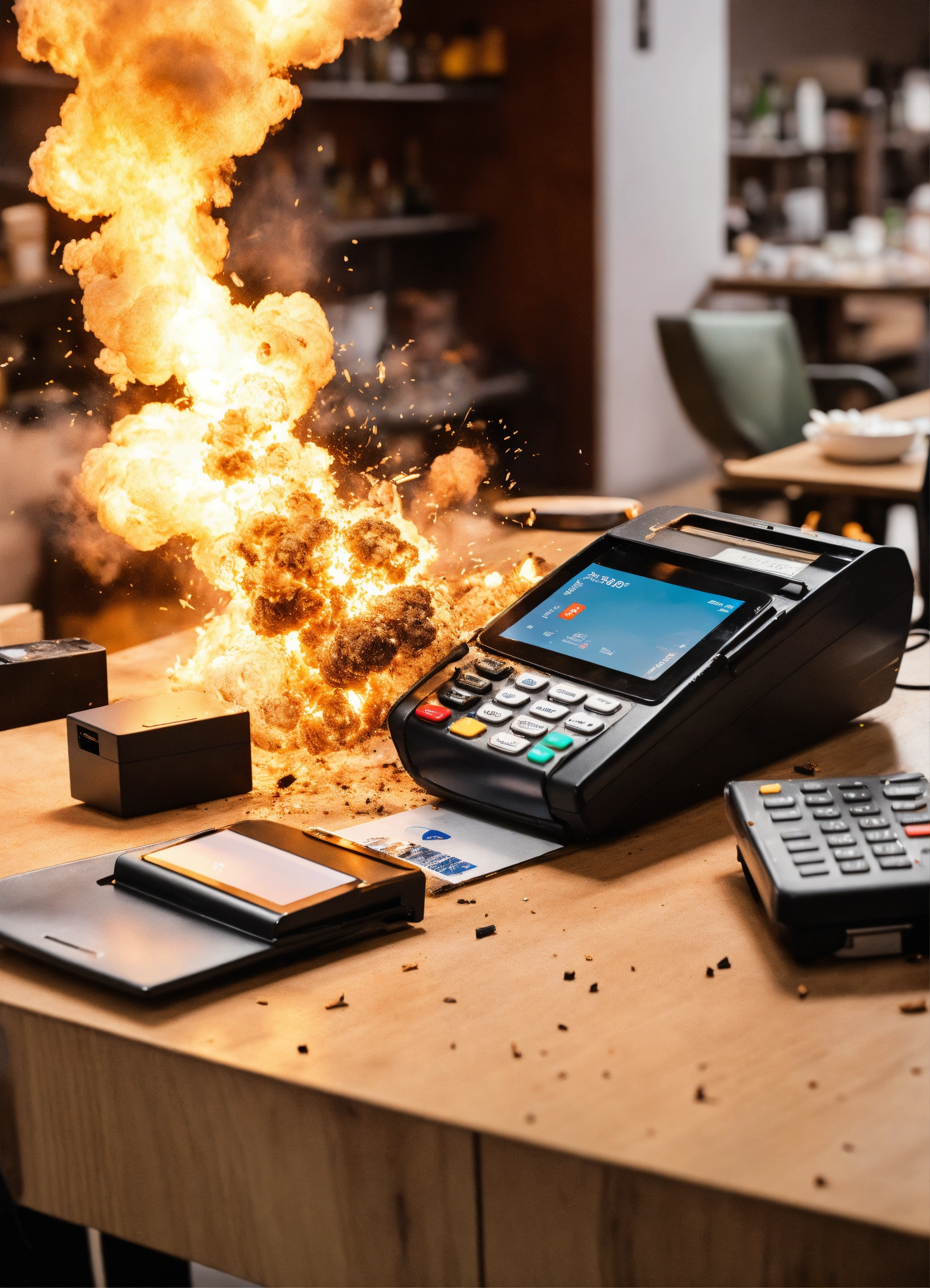 Lexica - A payment pos device exploded and the rest of it is on the table