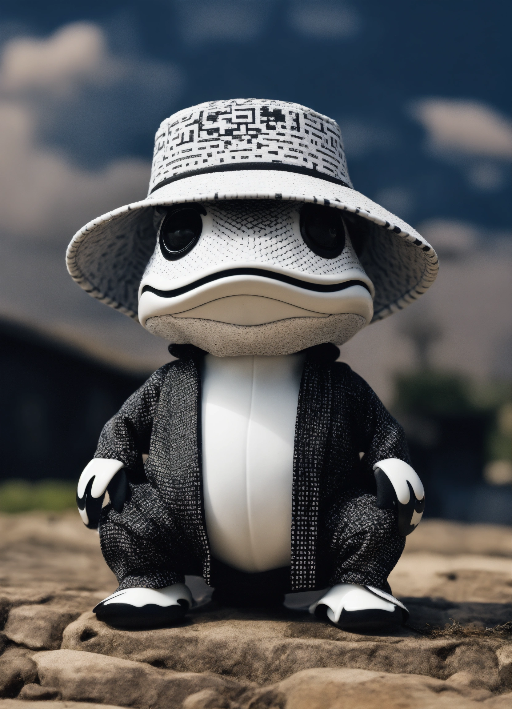 Lexica - A toad made out of a 3d black and white optical illusion, ying ...