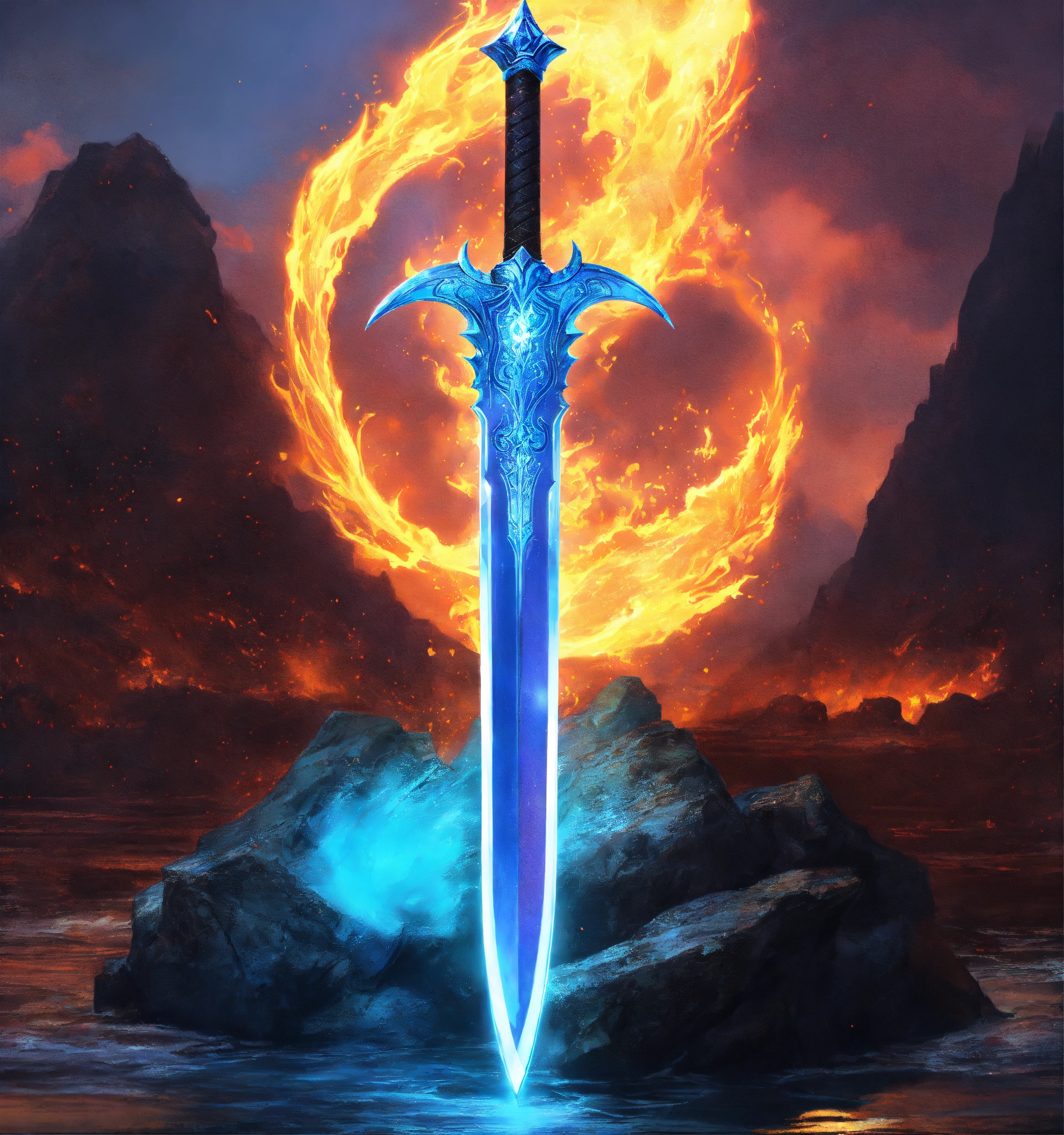 Lexica - A magic draconic blade of azure flames.