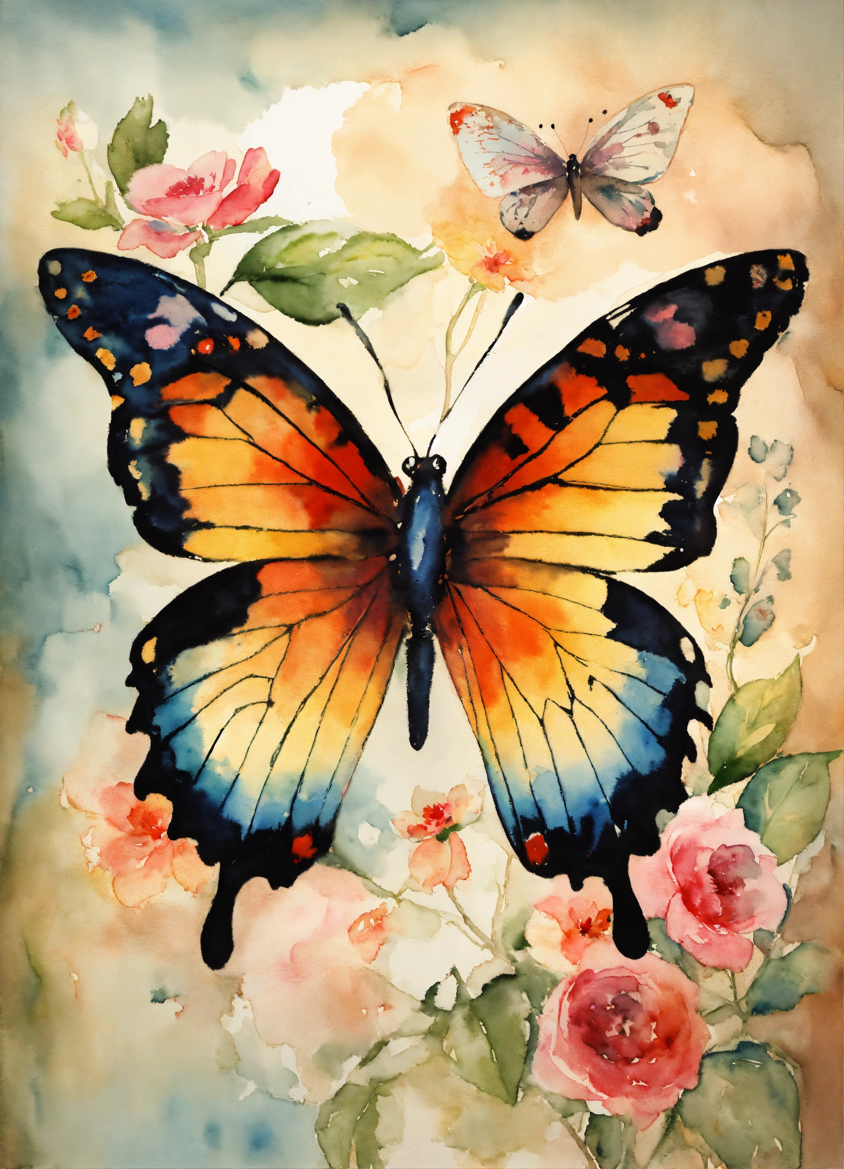Lexica - Huge shabby chic whimsical watercolor butterfly