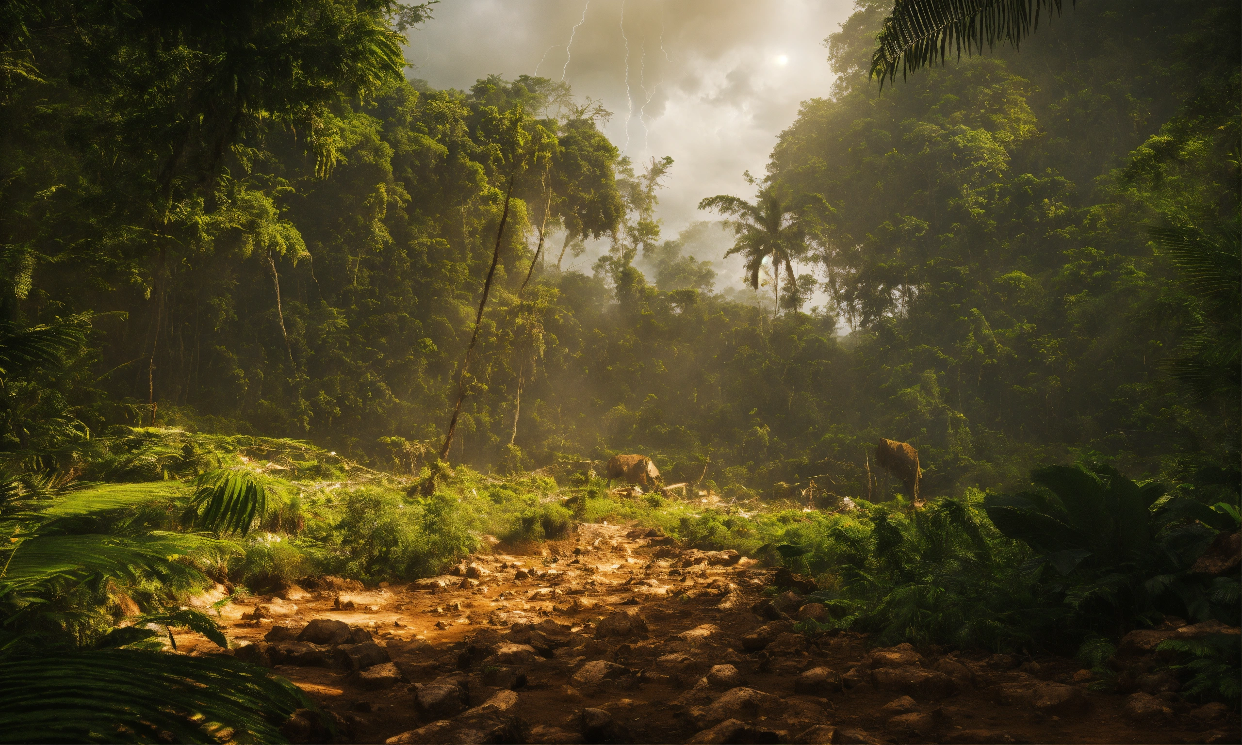 Lexica - One day, a colossal storm roared through the jungle.