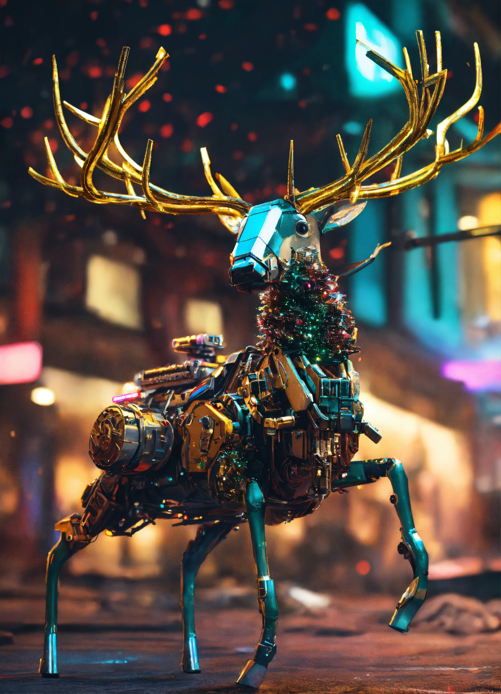 Lexica - Cyber punk reindeer armed with metallic ballista