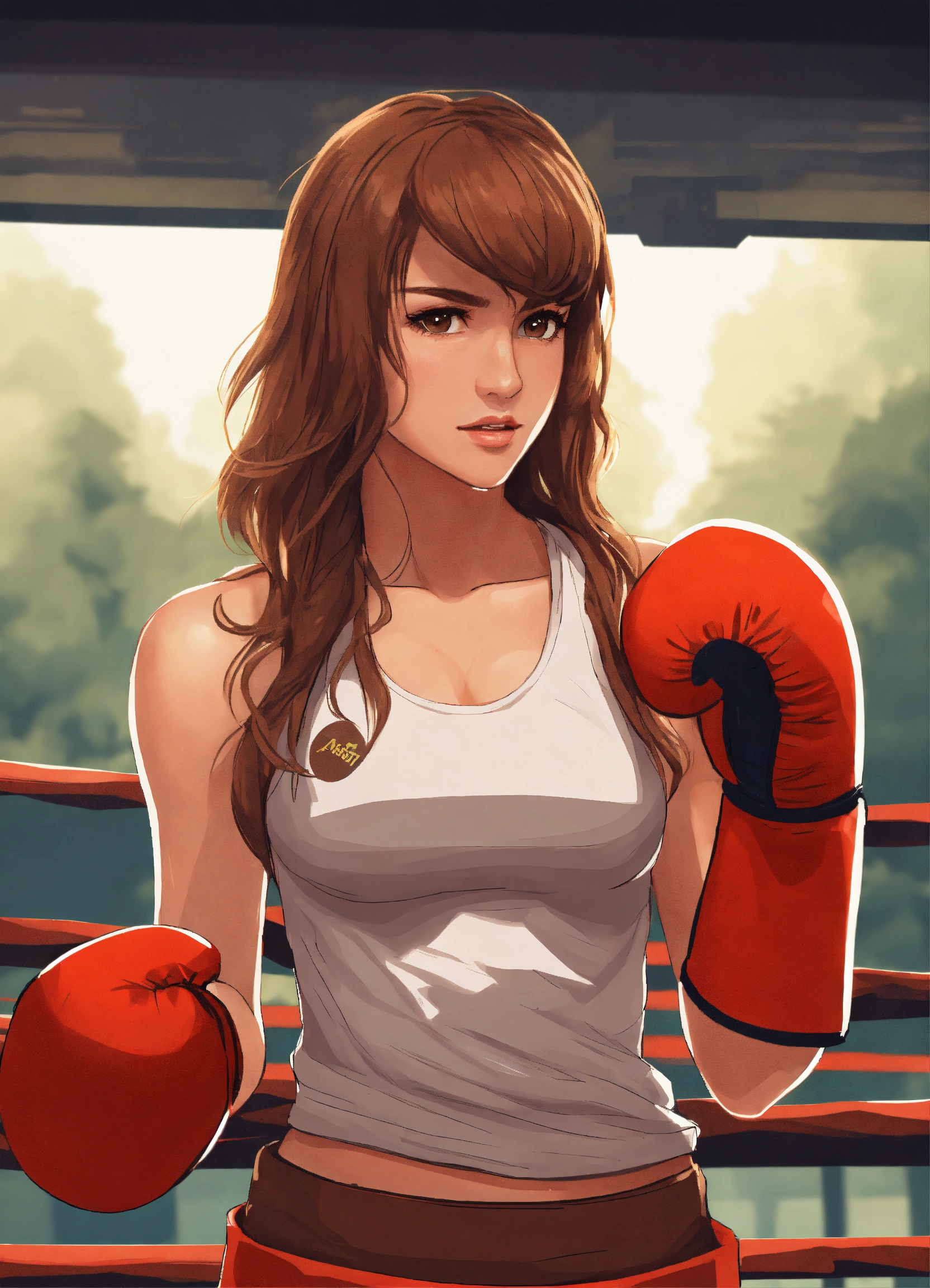 Lexica - White female, brown well-kempt overgrown long hair, boxing ...
