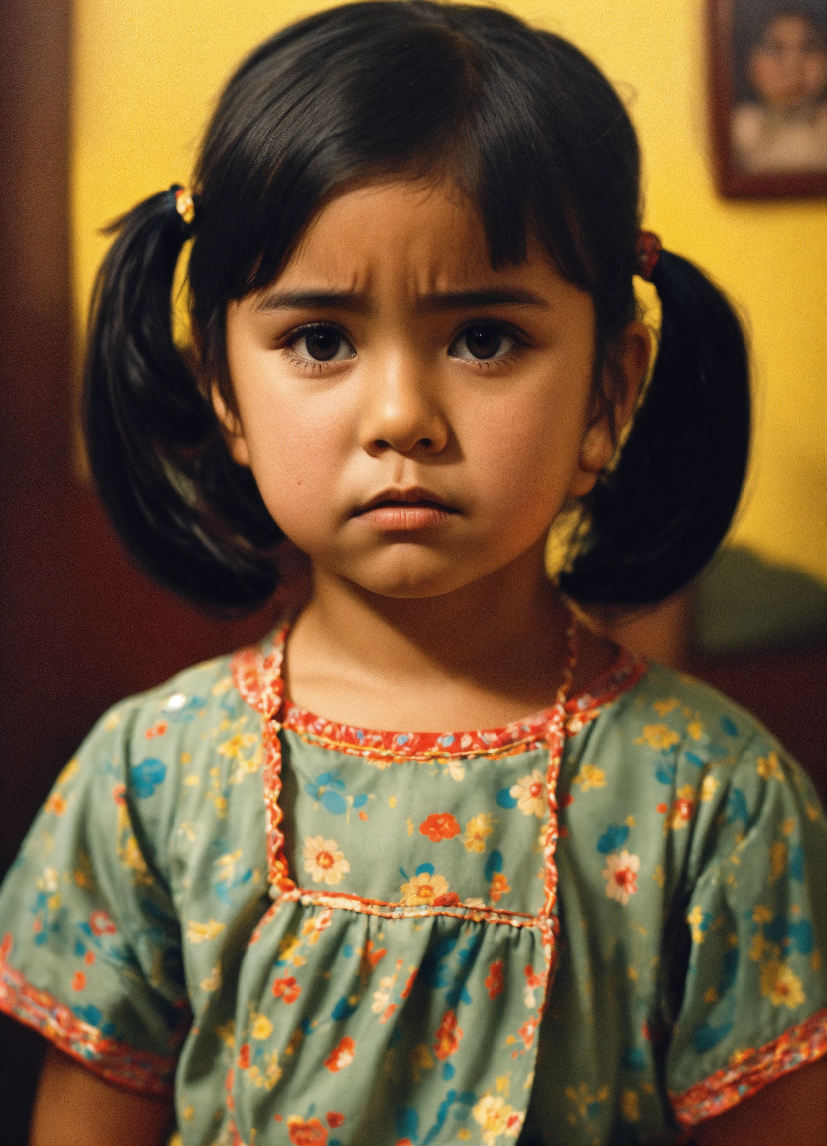 Lexica - Image of a sad Mexican girl, two years old, in the foreground ...