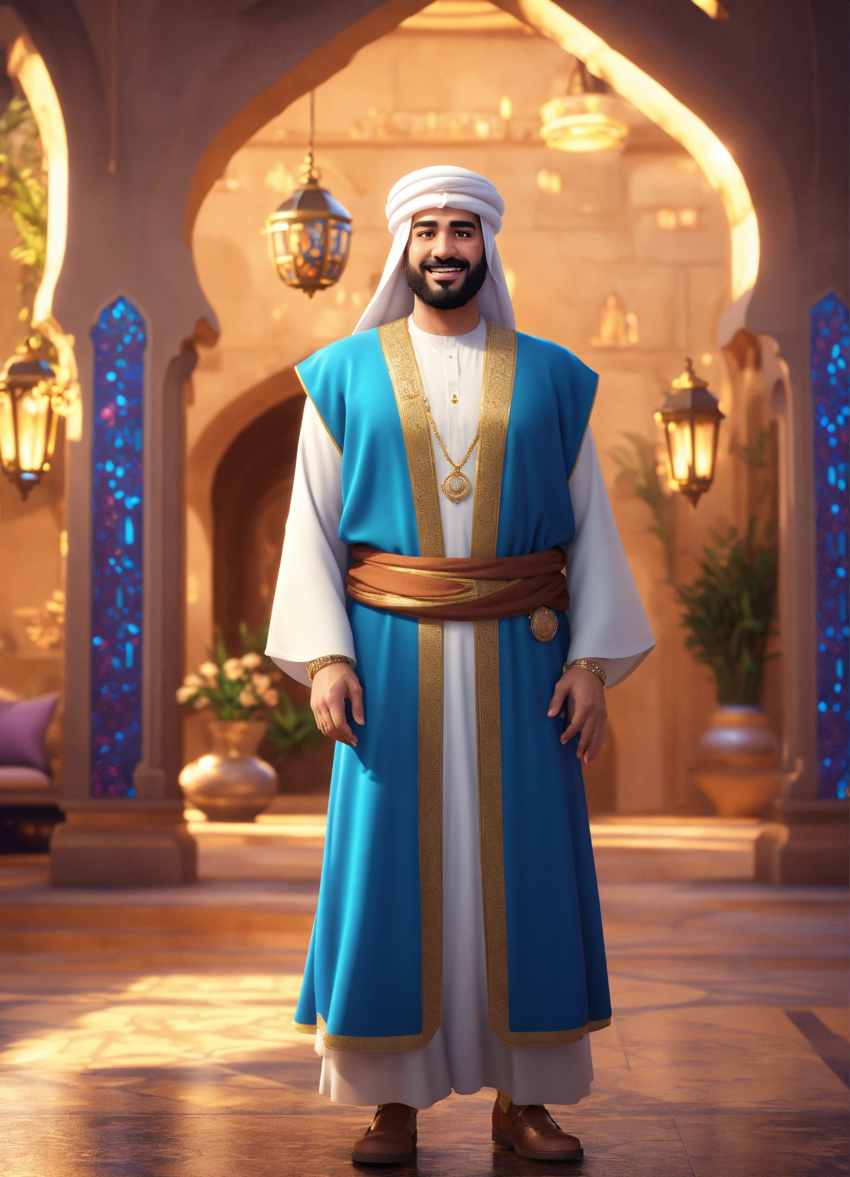 Lexica - Create a 3D rendering of a wealthy Arab male sheikh from Dubai ...