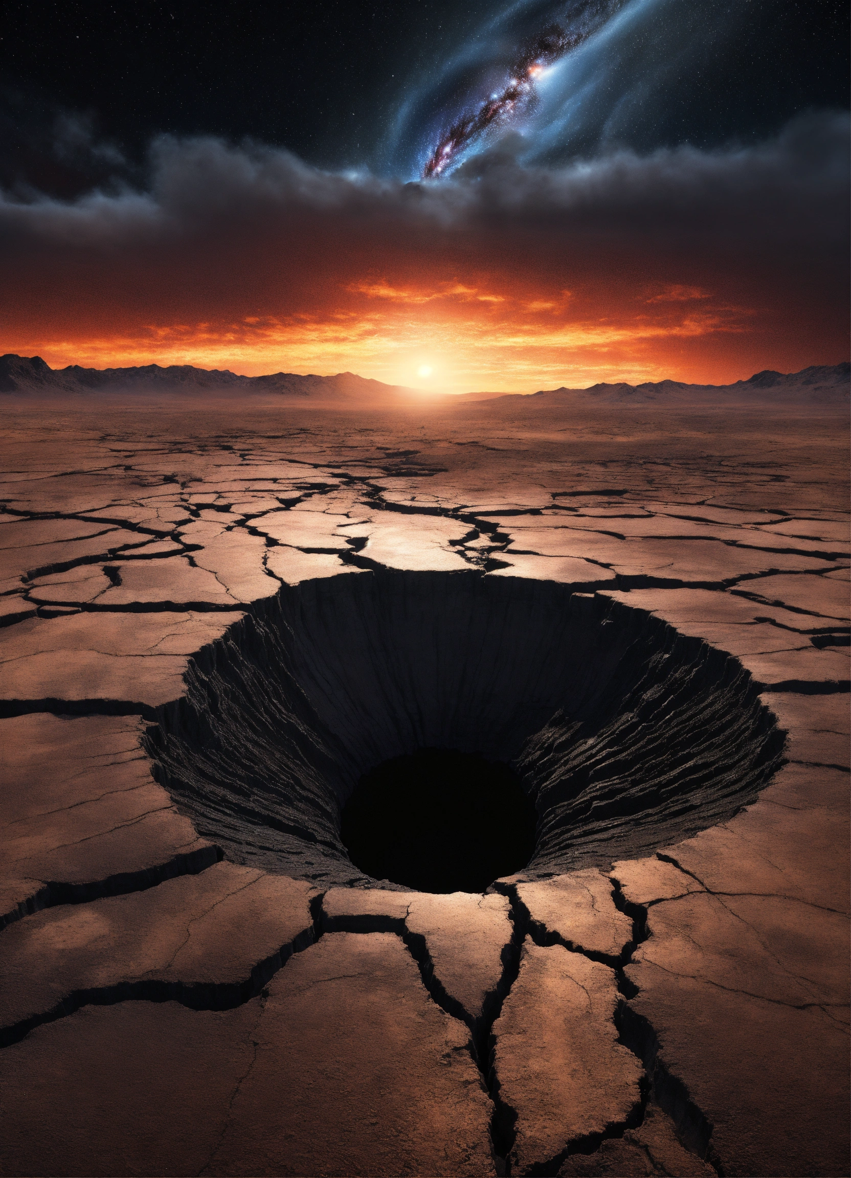 Lexica - Cracked fault lines with a huge polished black hole in the ...