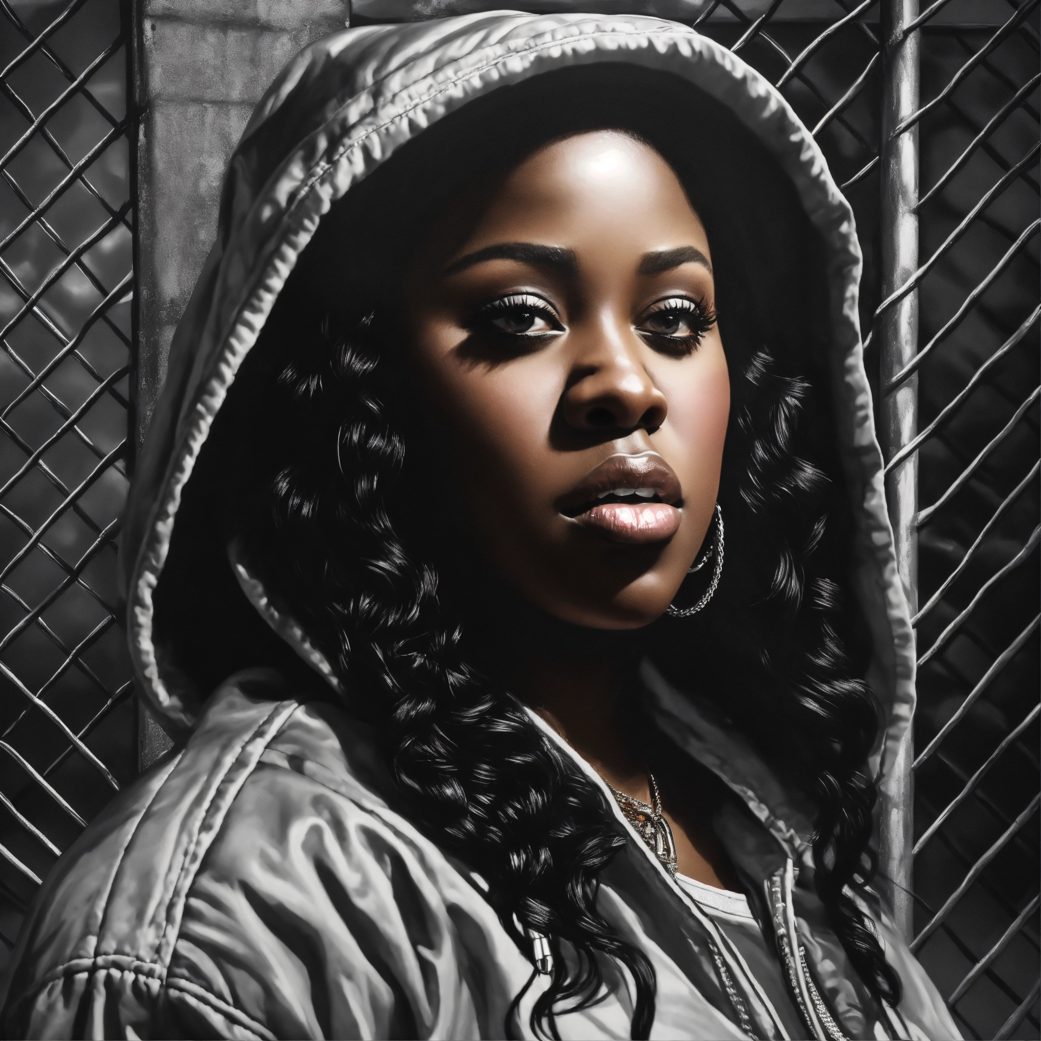Lexica - Sky view, Pop art, hyperrealist portrait of black woman rapper ...