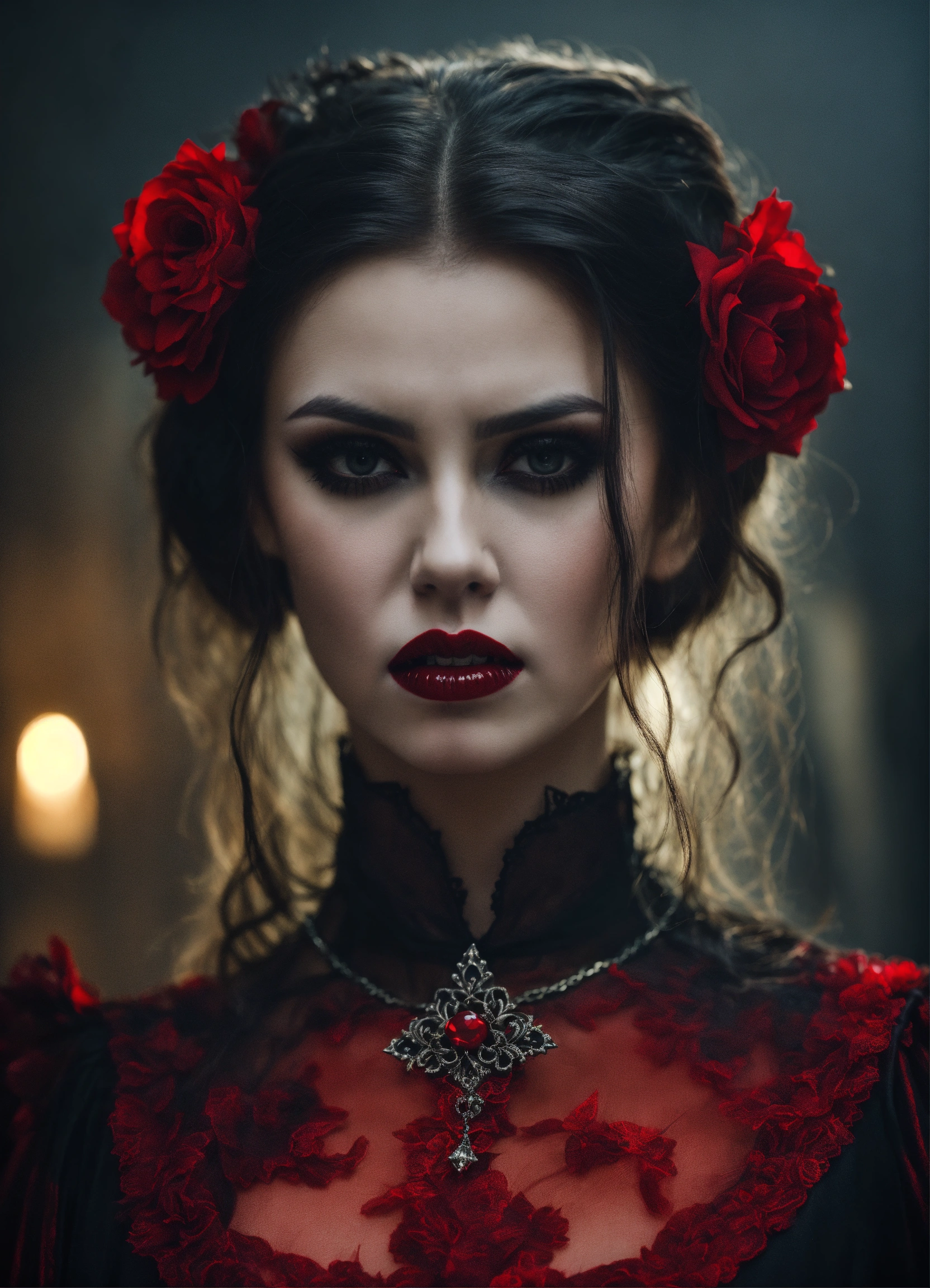 Lexica - Photo quality portrait of vampire as a gothic vampire with red ...