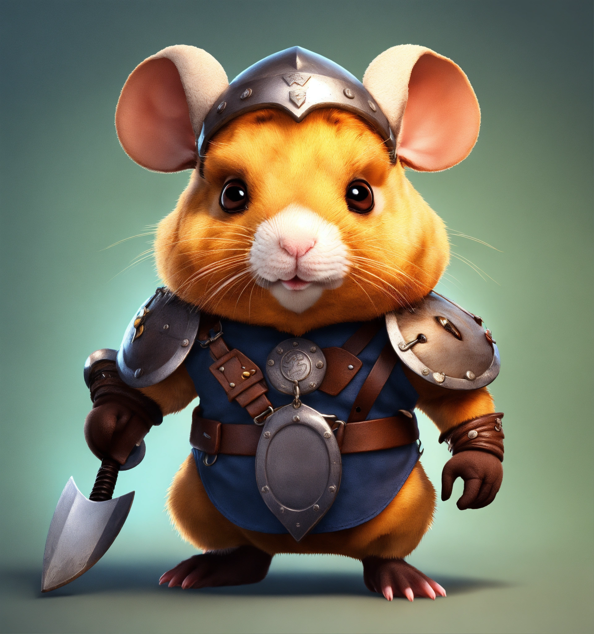 Lexica - Game character cartoonish realistic evil hamster viking with quadrate head