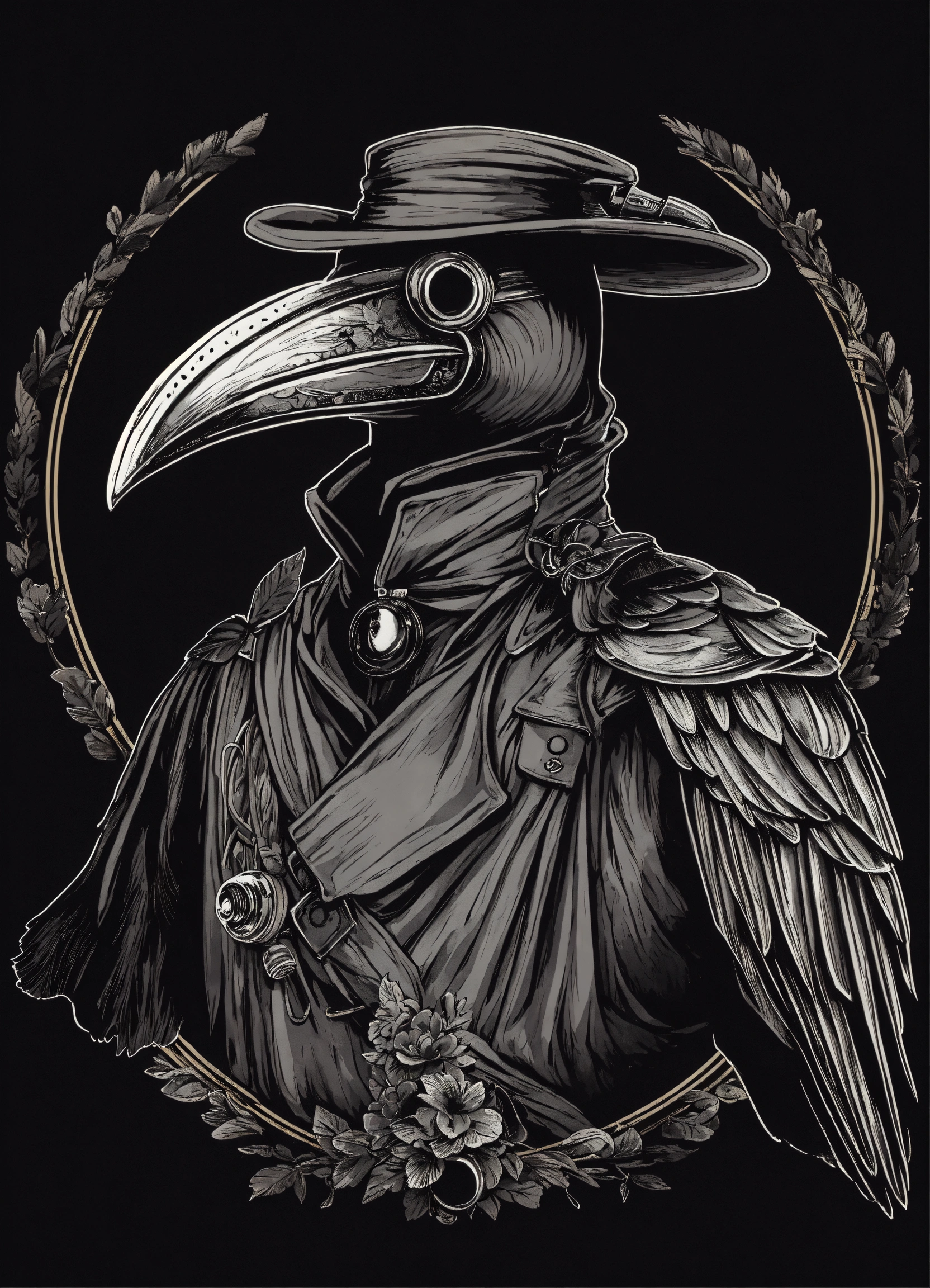 Lexica - ILLUSTRATION OF A BLACK PLAGUE DOCTOR WITH THE BEAK MASK ...