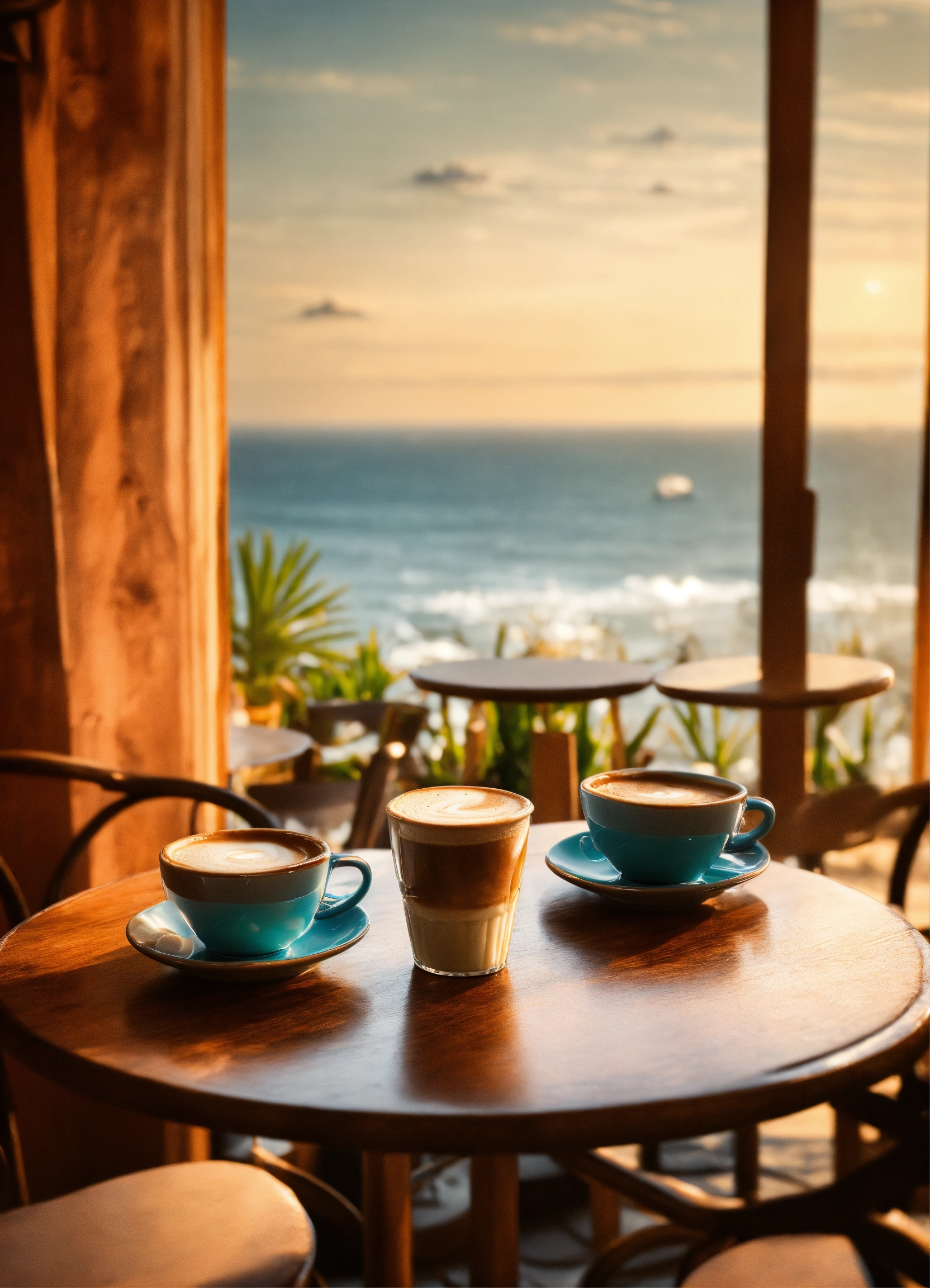 Lexica - Two cups coffee, table, seaview, cosy cafe, realistic, 4k ...