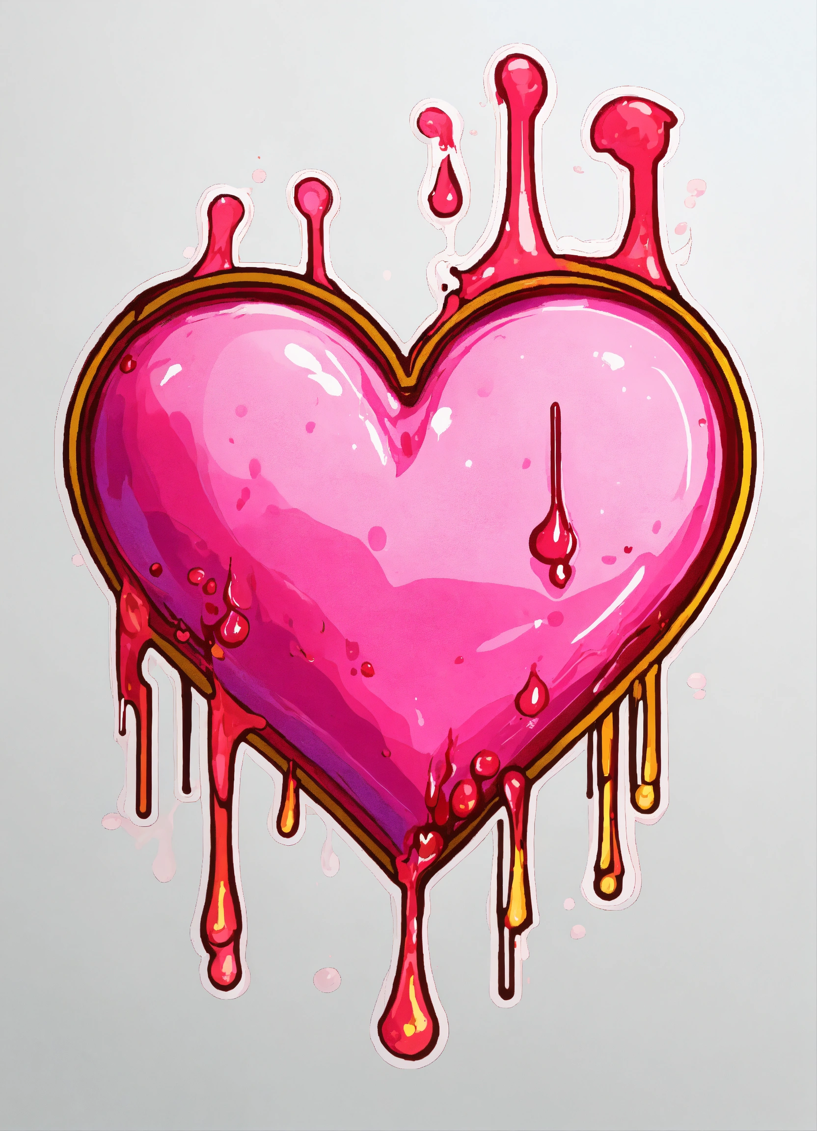Lexica - Sticker, burning pink heart, dripping, cute, stylized ...