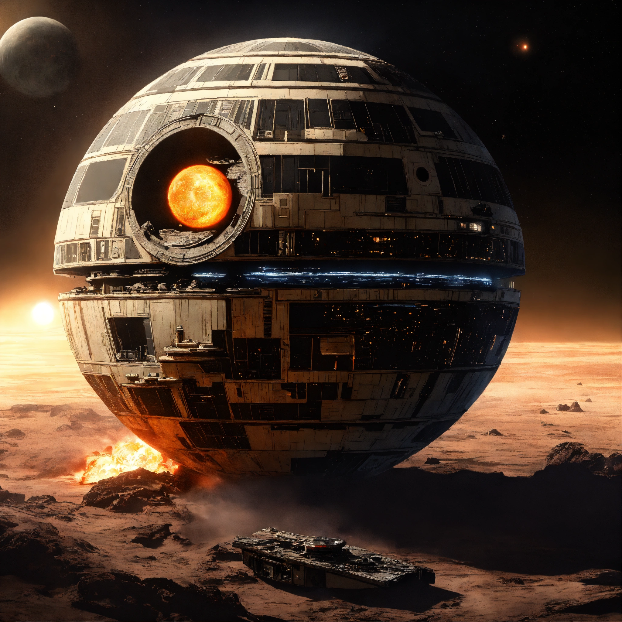 Lexica - Star Wars death star destroying Jupiter, 8k