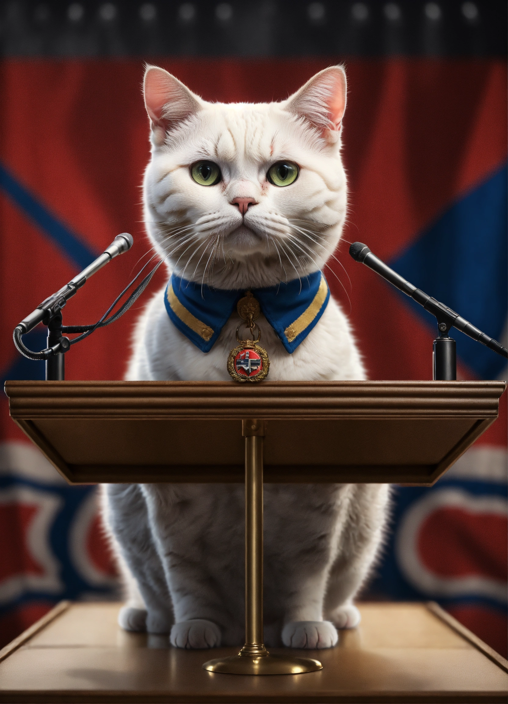 Lexica - A white british shorthair cat wearing giving a fascist WWII ...