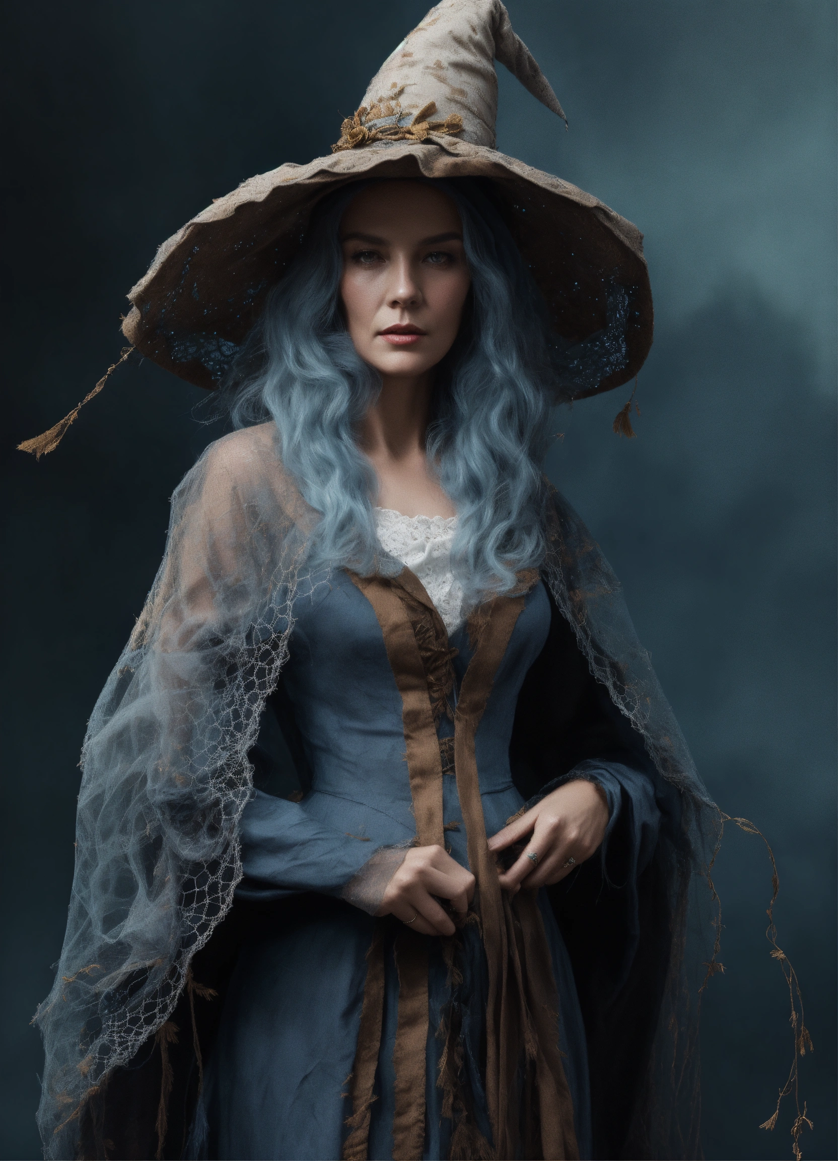 Lexica - A old 70 years old witch, long witch dress, full body wide ...