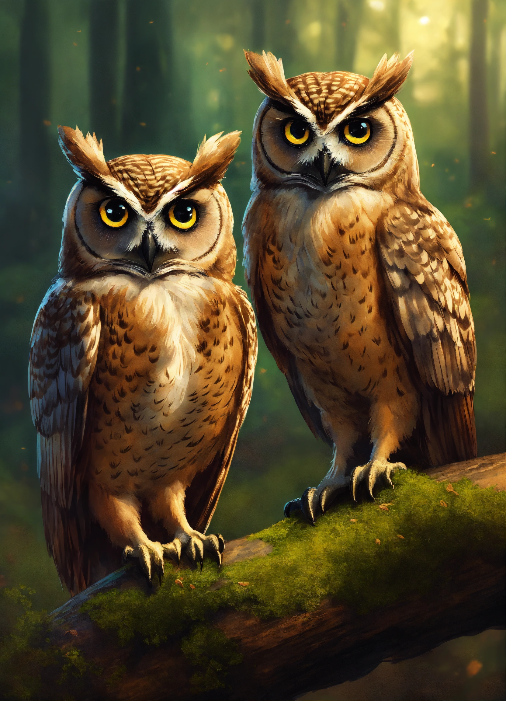 Lexica - Portrait of a small and a large owl, the small owl weint with ...