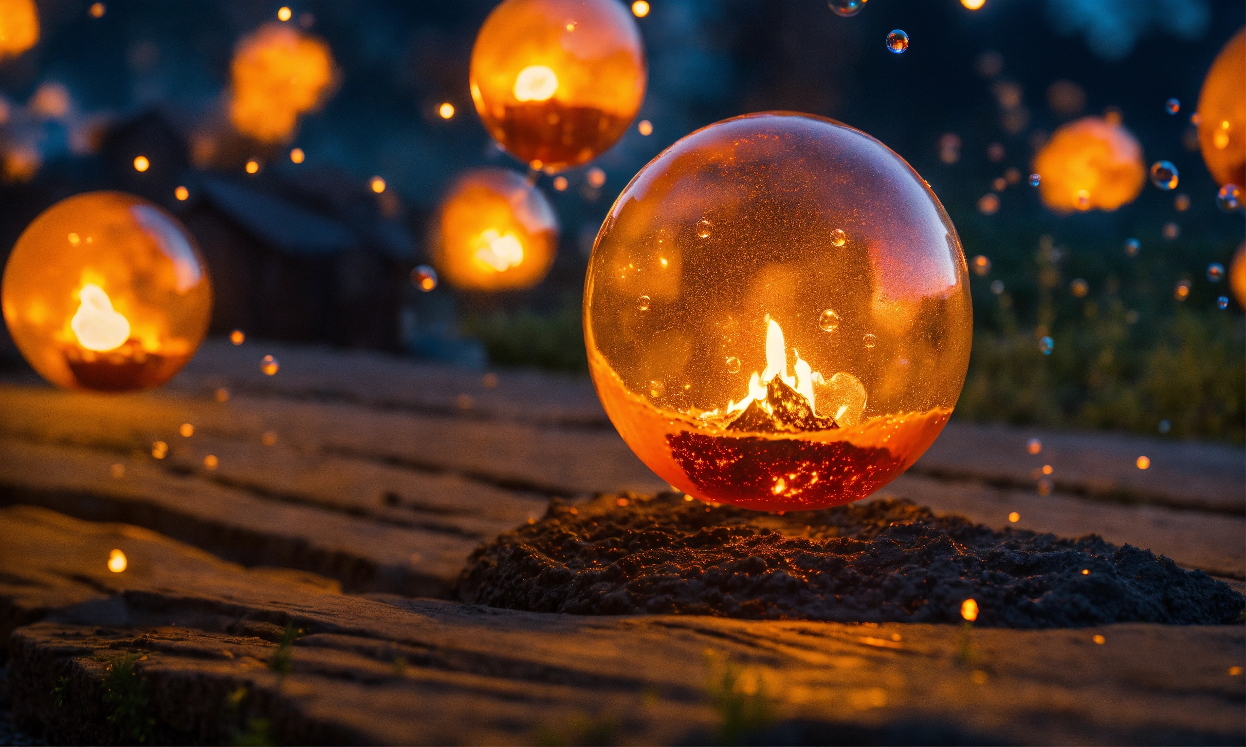 Lexica - Bubbles made from molten glass, lava bubbles, burning bubbles ...