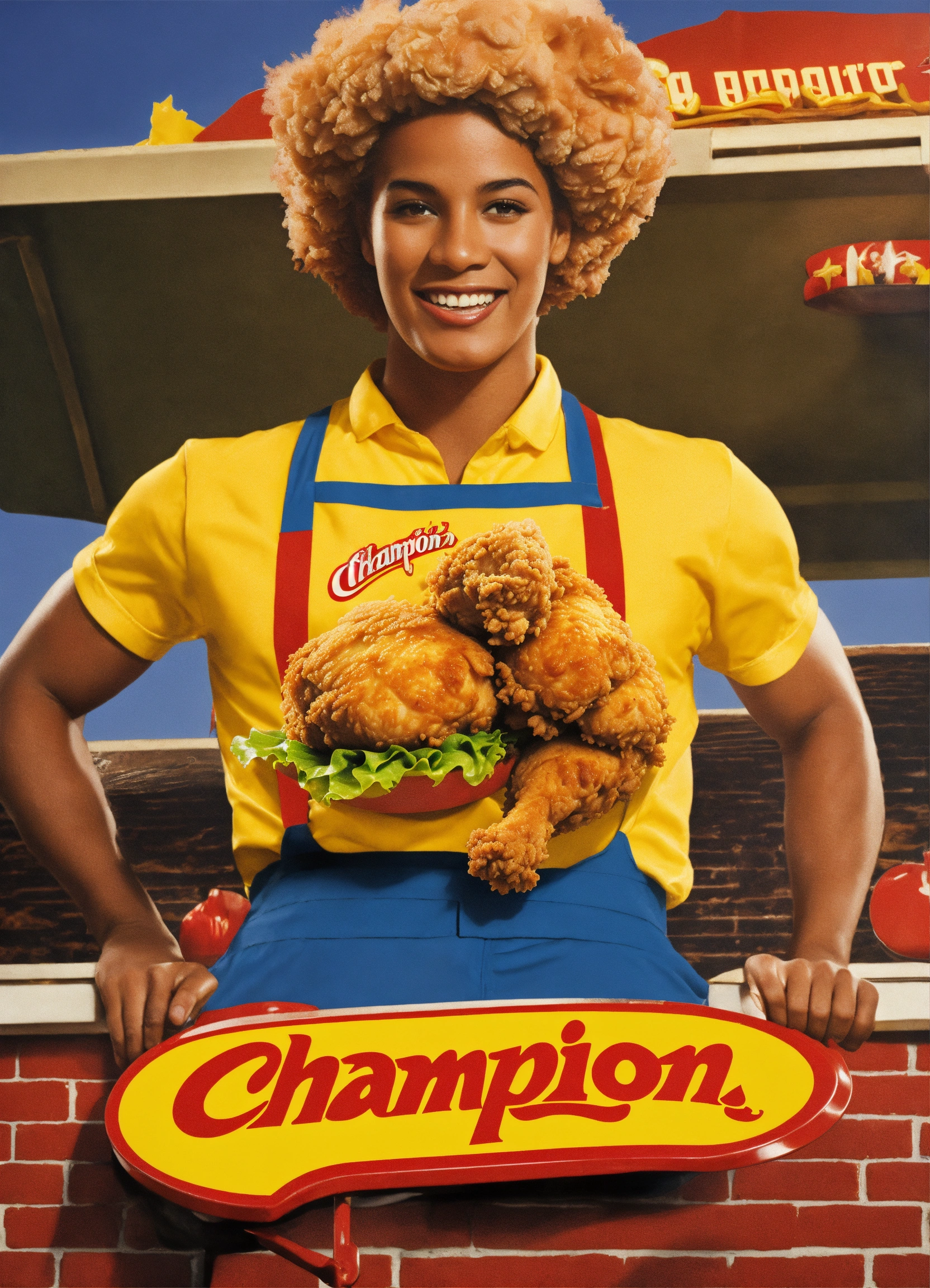 Lexica - Fast food fried chicken advertisement poster for "Champion's"