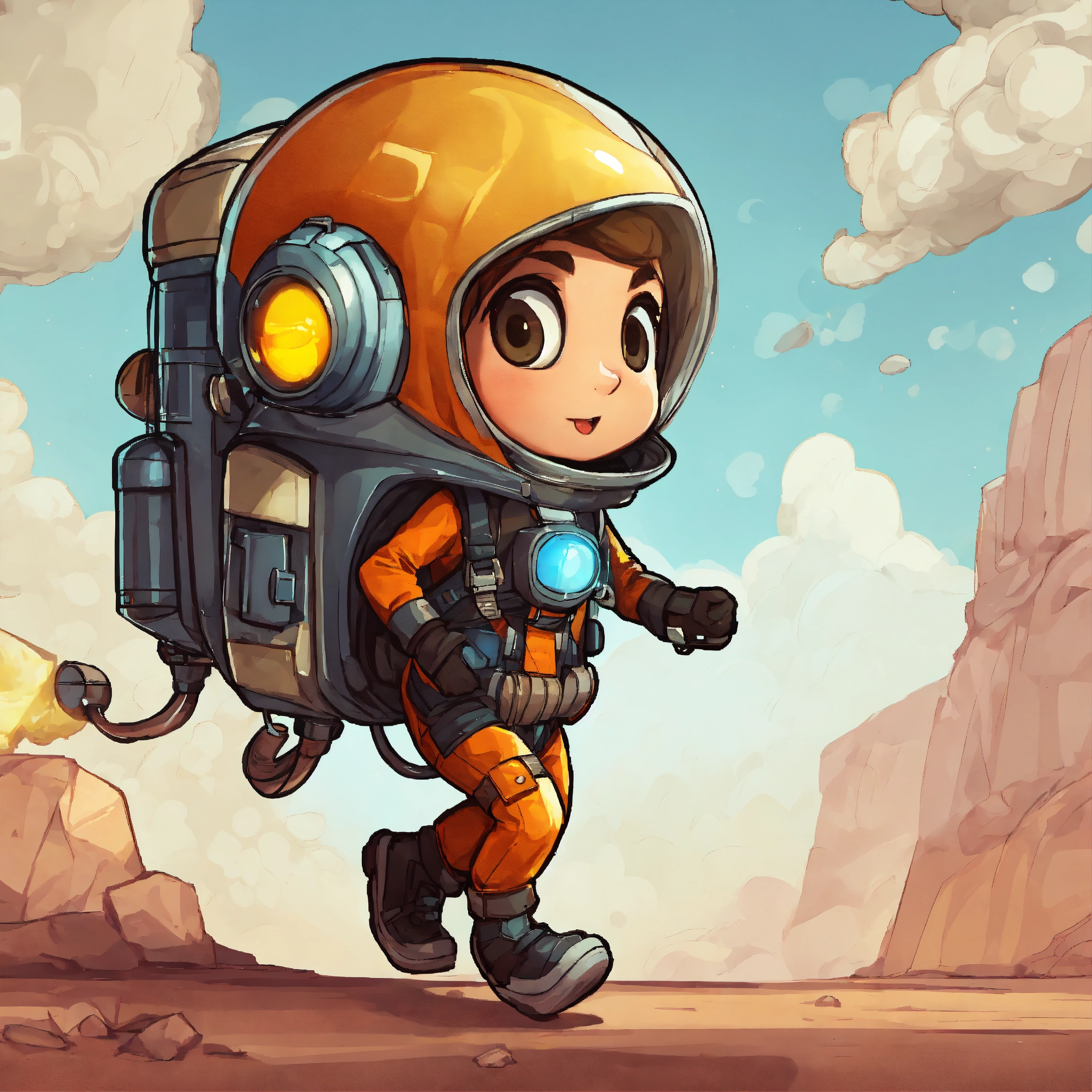 Lexica - 2d jetpack. comic theme, cute, big eyes. right side view, for ...