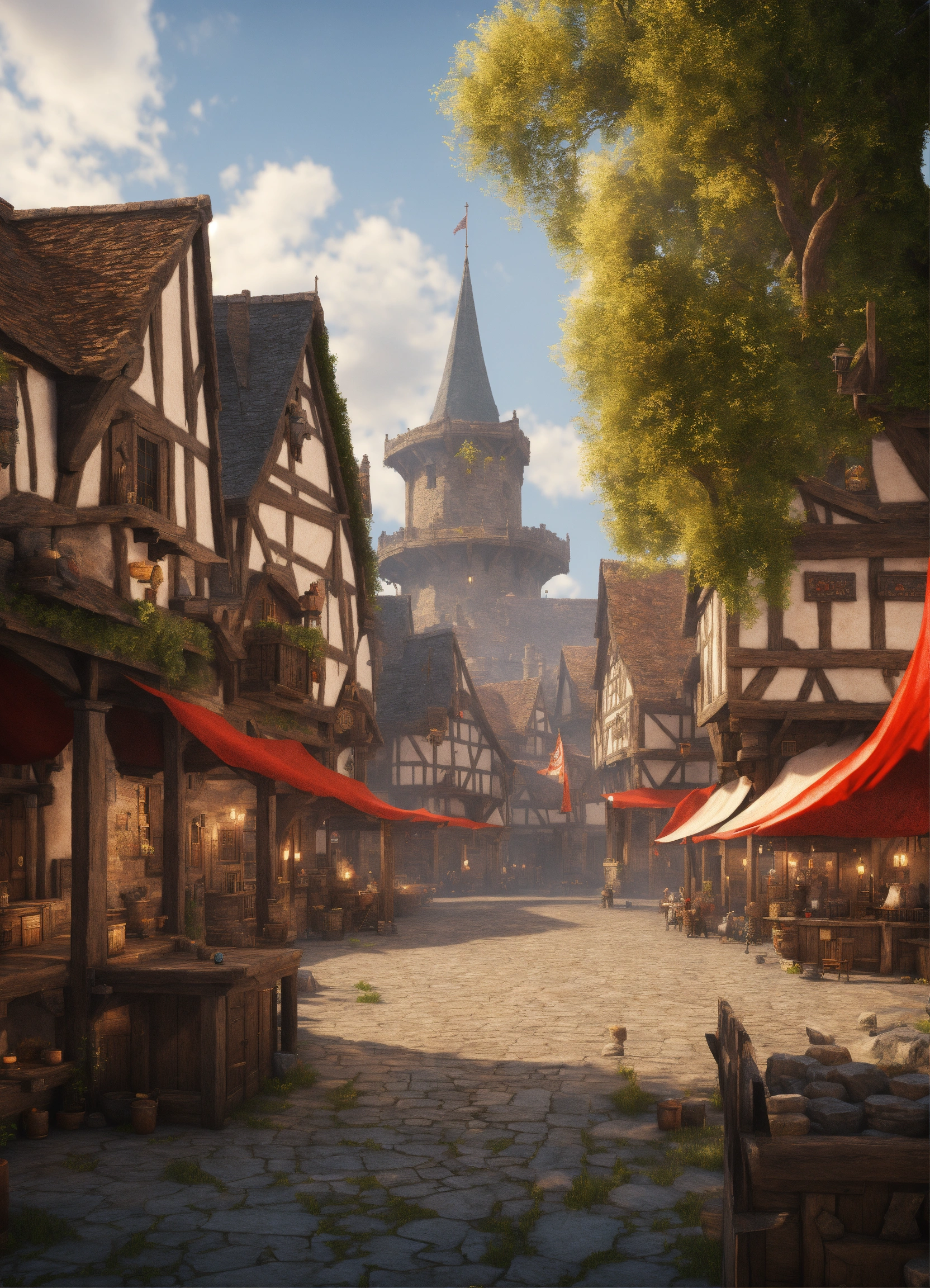 Lexica - A fantasy battle arena front and center of a medieval town ...