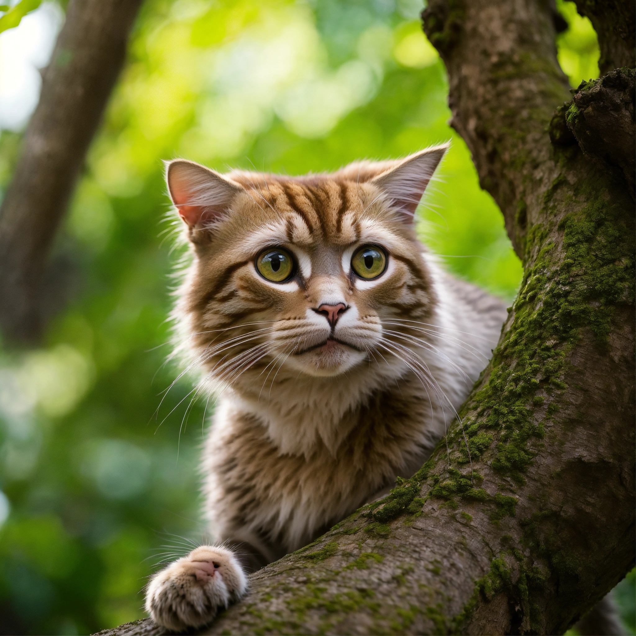 Lexica - Medium close-up, A cat that looks like a monkey and climbs ...
