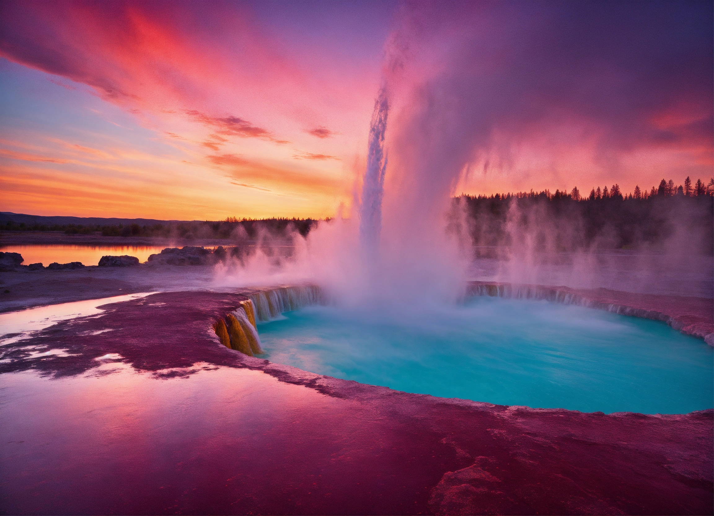 Lexica - Beautiful geyser shooting turquoise water in the air, deep ...